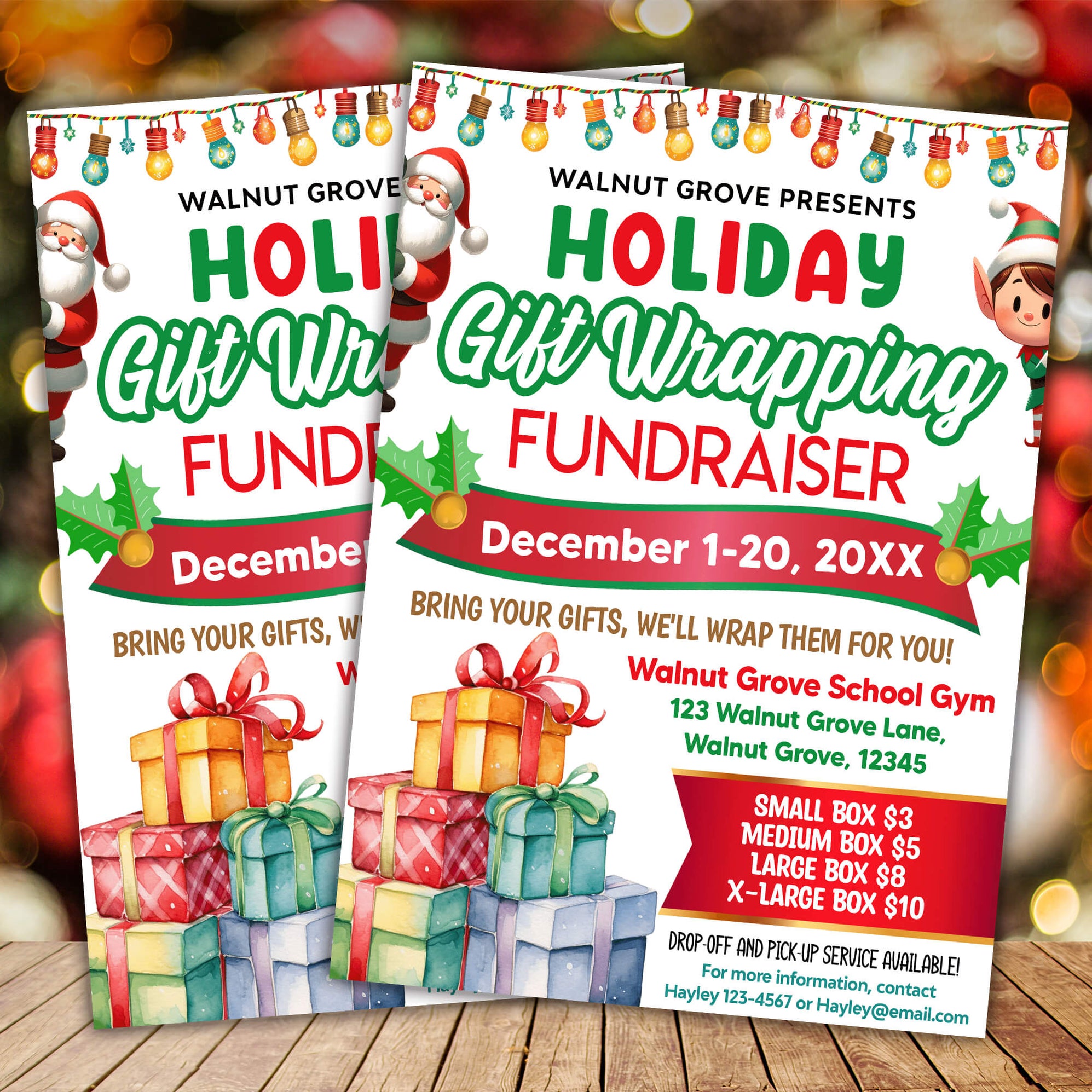 Customizable Holiday Gift Wrapping Fundraiser Flyer Template ...
