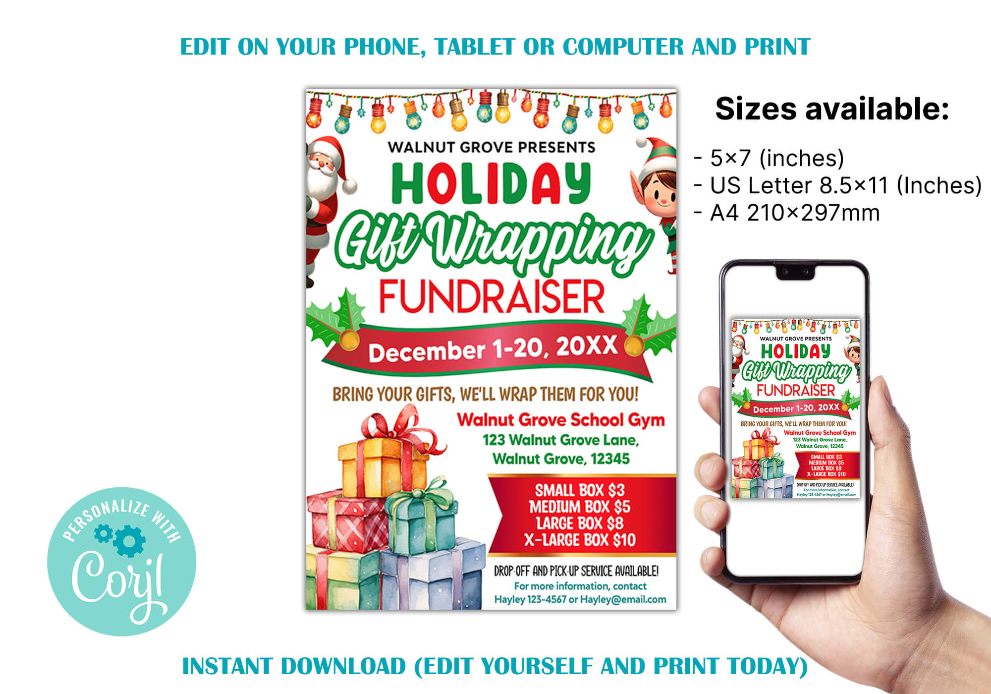 Customizable Holiday Gift Wrapping Fundraiser Flyer Template ...
