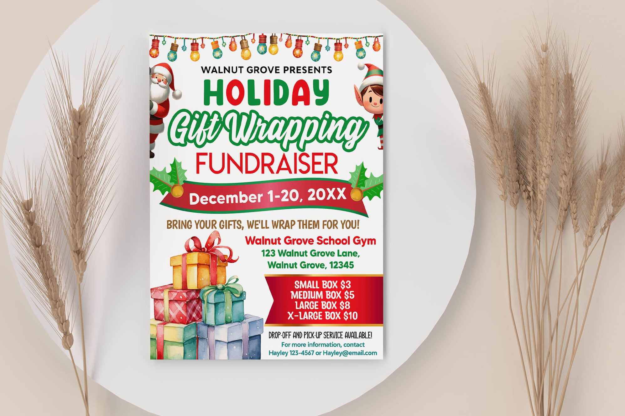 Customizable Holiday Gift Wrapping Fundraiser Flyer Template ...