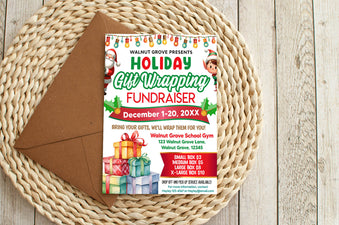 Customizable Holiday Gift Wrapping Fundraiser Flyer Template | Christmas Gift Wrapping Event ...