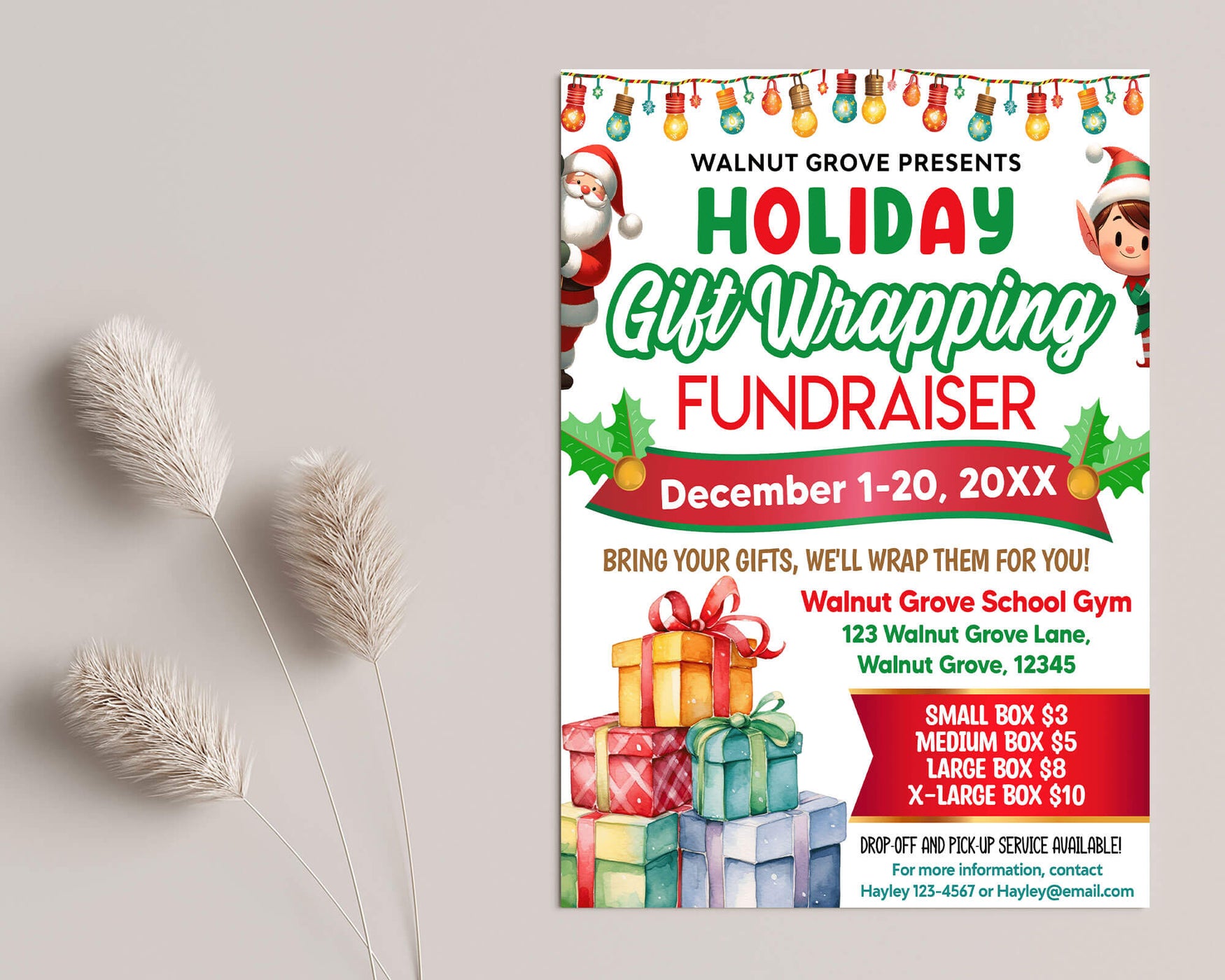 Customizable Holiday Gift Wrapping Fundraiser Flyer Template ...