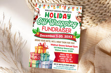 Customizable Holiday Gift Wrapping Fundraiser Flyer Template | Christmas Gift Wrapping Event ...