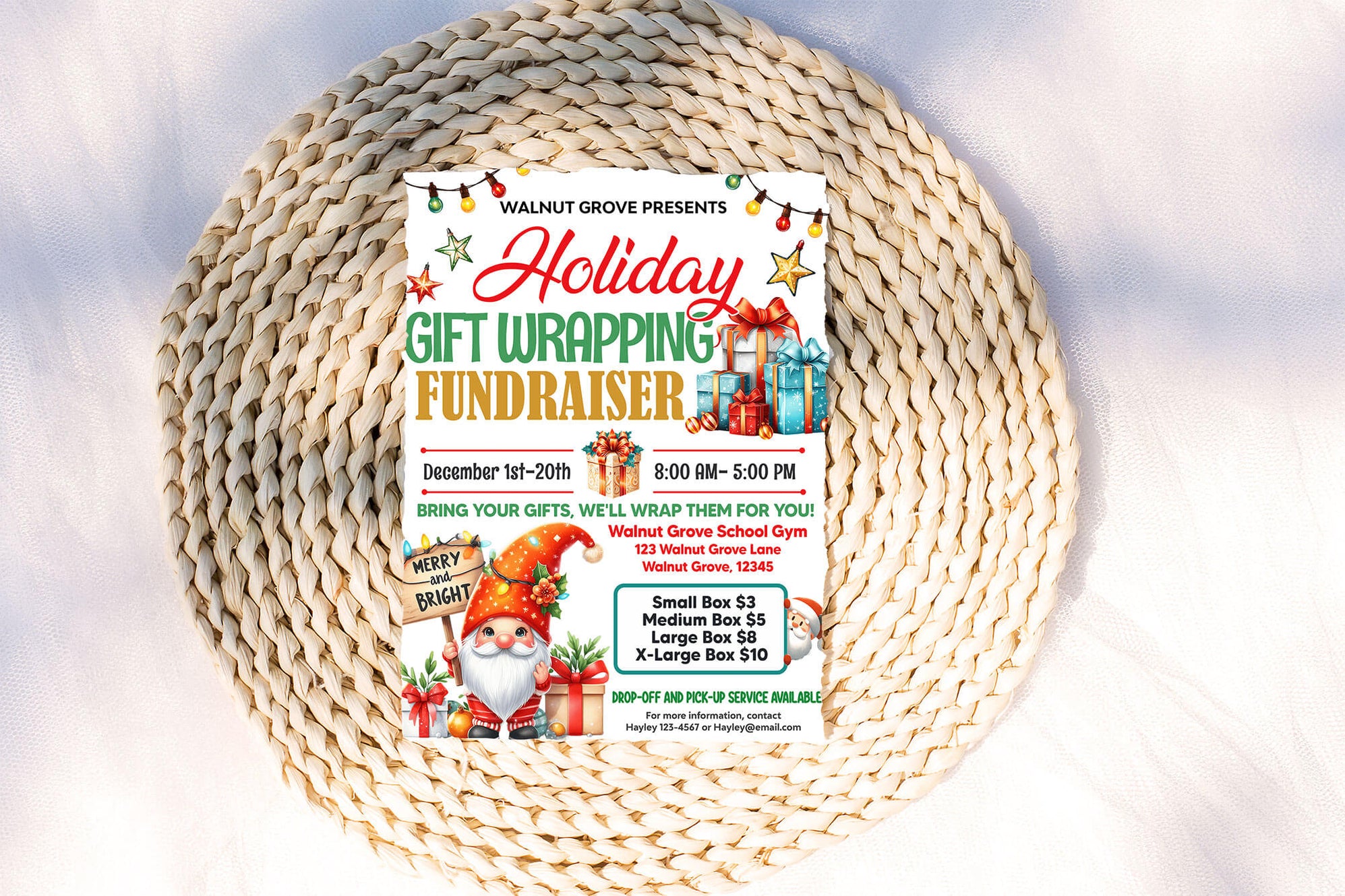 Gift Wrapping Event Fundraiser Flyer Template | Christmas Holiday ...