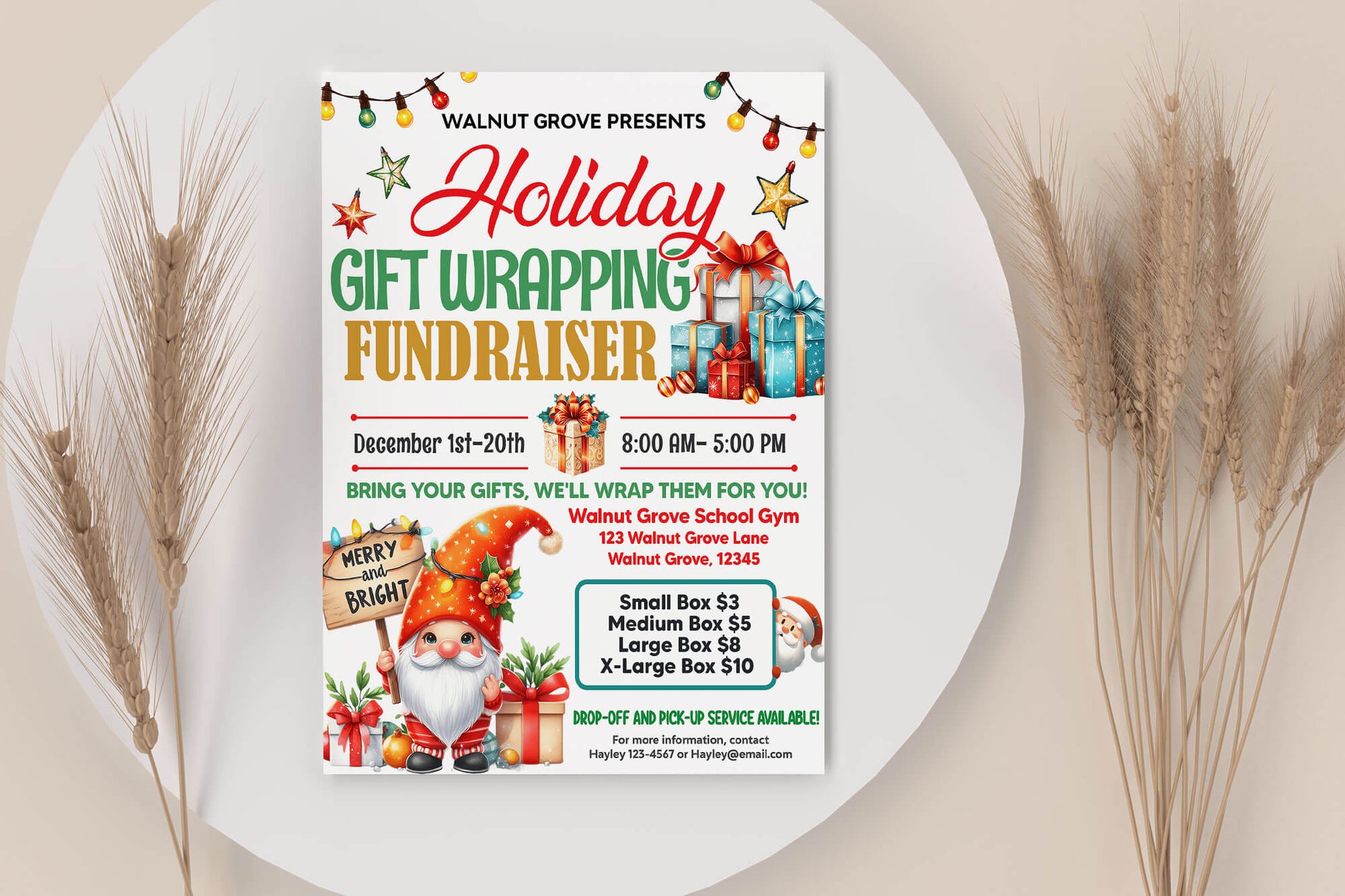 Gift Wrapping Event Fundraiser Flyer Template | Christmas Holiday ...