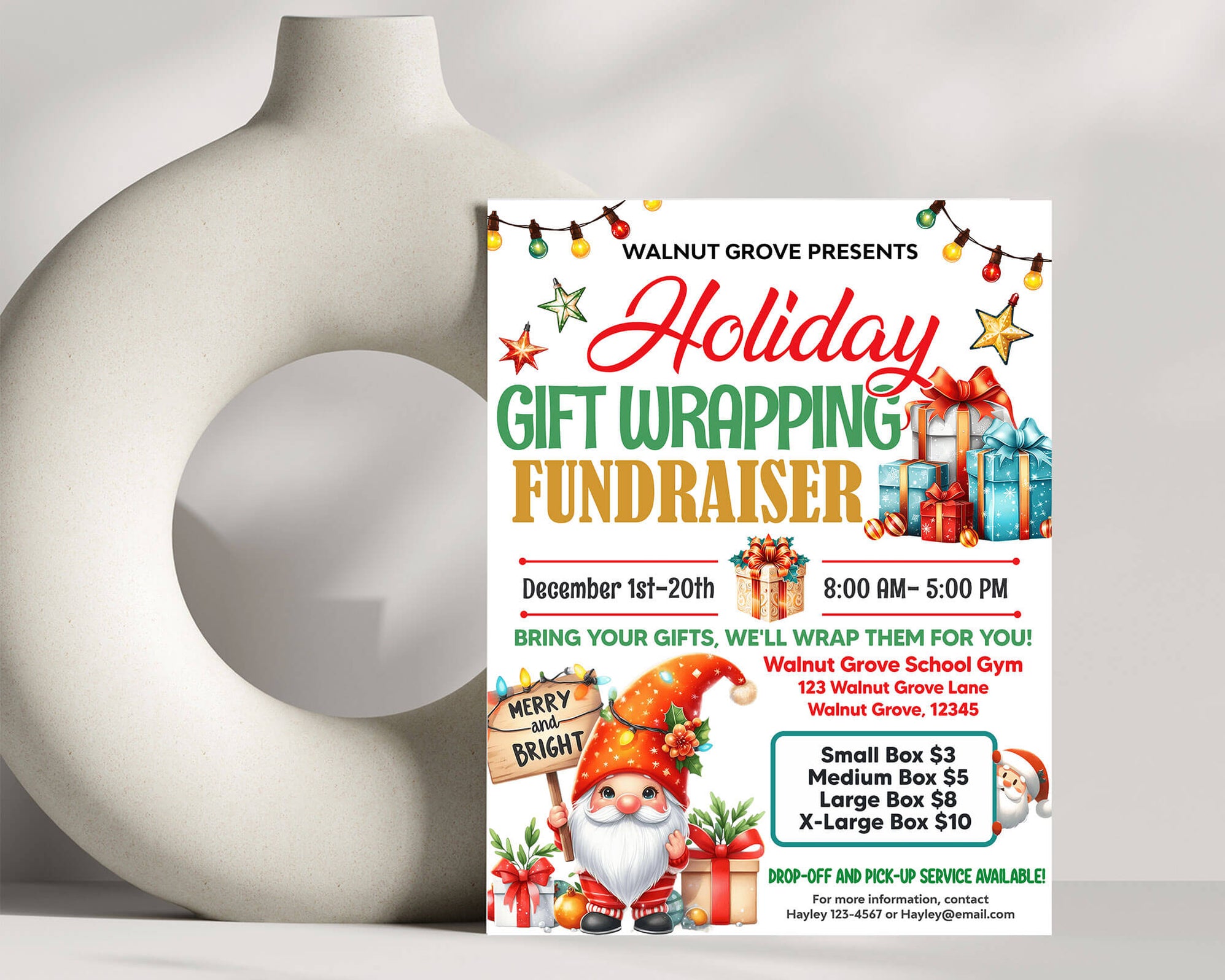 Gift Wrapping Event Fundraiser Flyer Template | Christmas Holiday ...