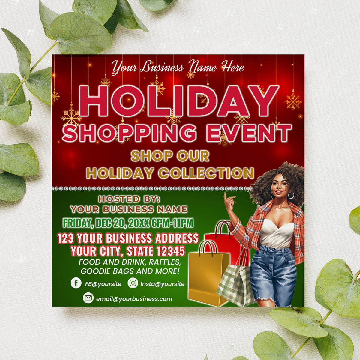 Editable Christmas Holiday Shopping Flyer Template - Posh Park
