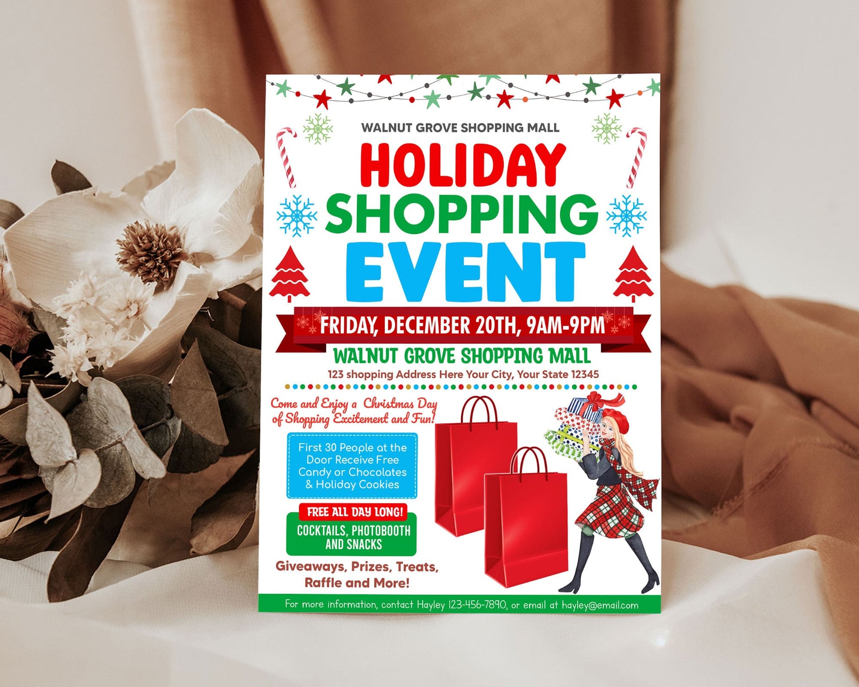 Editable Holiday Pop-Up Event Flyer for Shopping - Posh Park