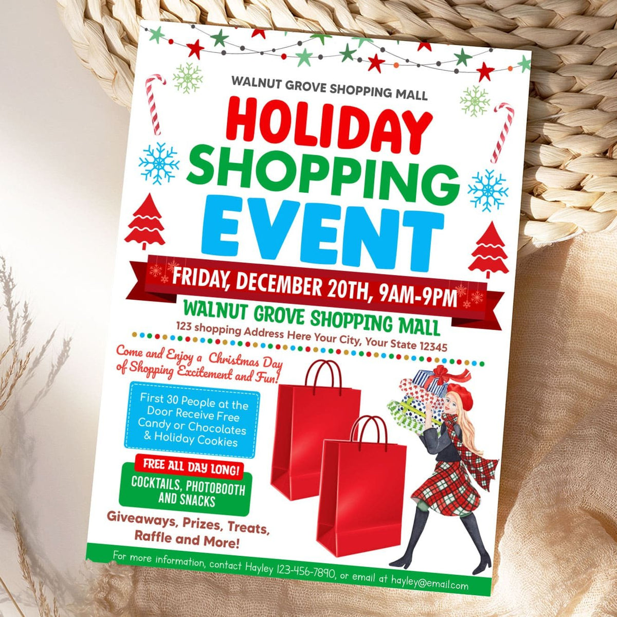 Editable Holiday Pop-Up Event Flyer for Shopping - Posh Park