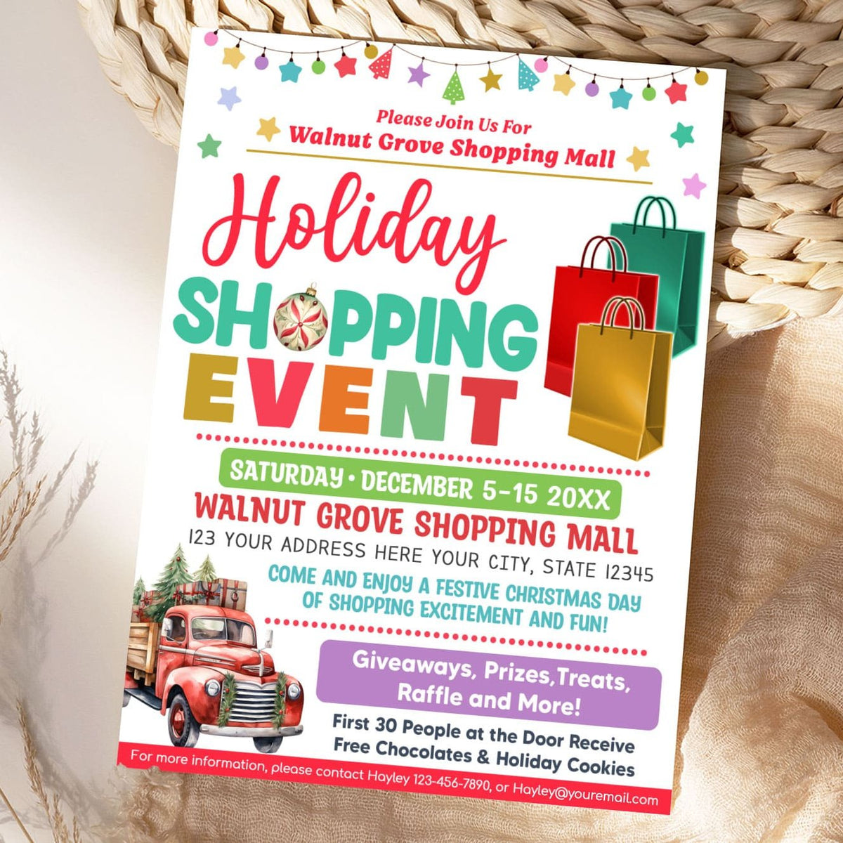 Printable Holiday Pop-Up Event Flyer Editable Template - Posh Park