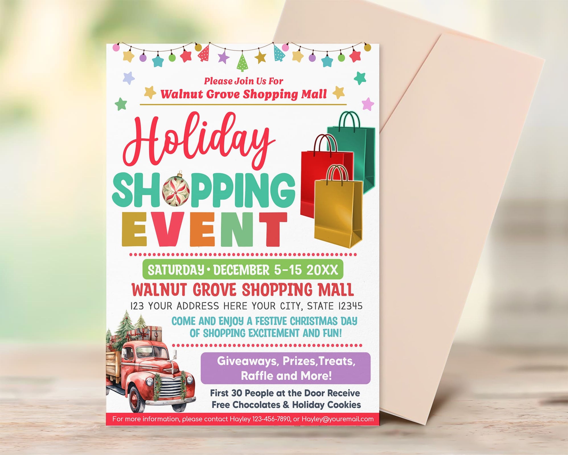 Printable Holiday Pop-Up Event Flyer Editable Template - Posh Park