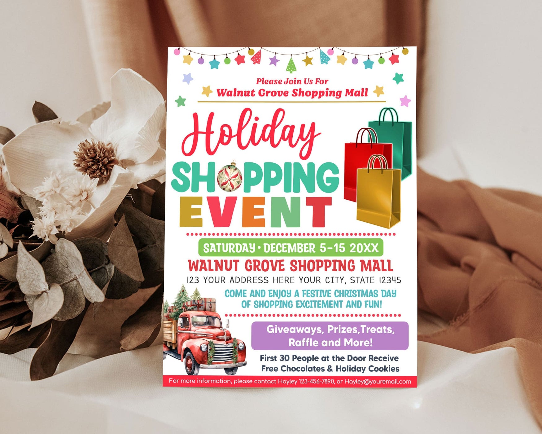 Printable Holiday Pop-Up Event Flyer Editable Template - Posh Park