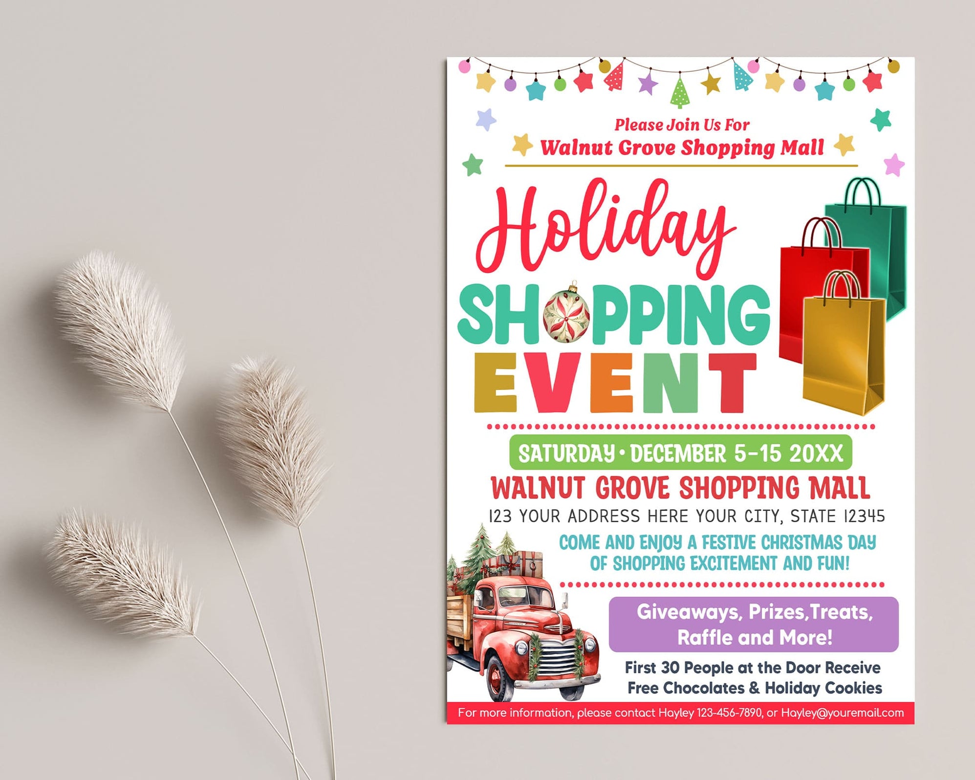 Printable Holiday Pop-Up Event Flyer Editable Template - Posh Park