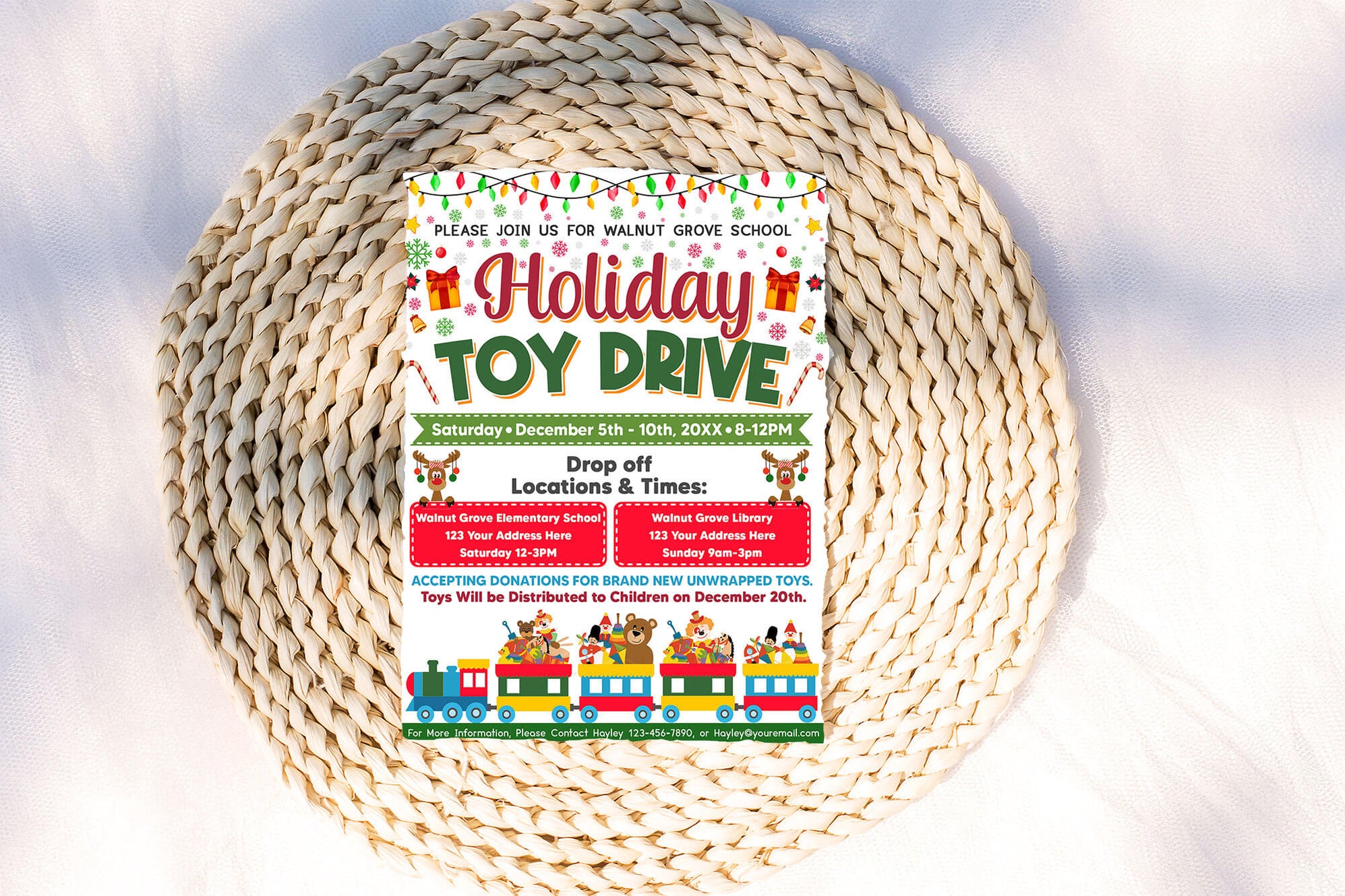 DIY Holiday Toy Drive Flyer Template| School PTO PTA and Community ...