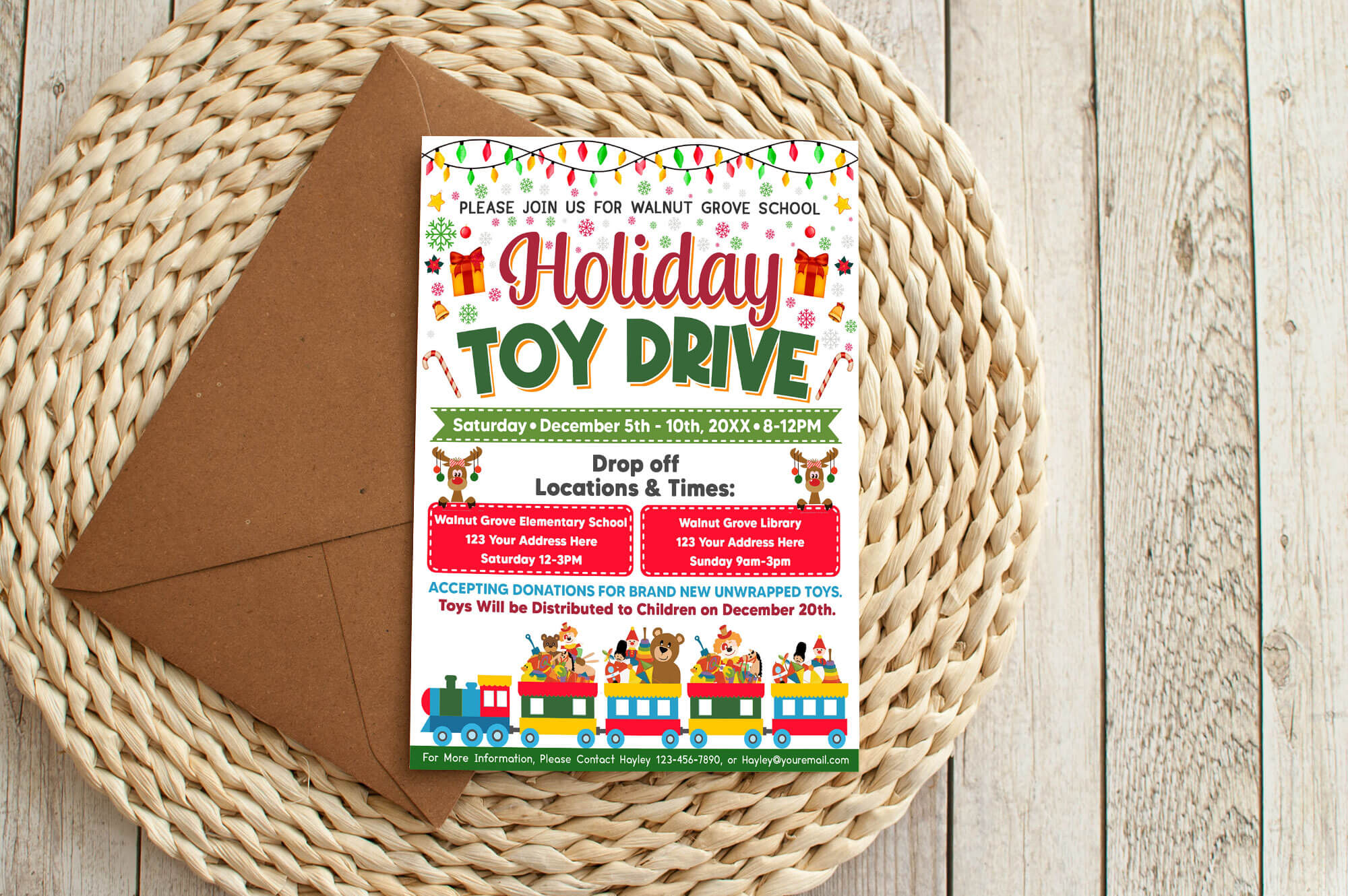 DIY Holiday Toy Drive Flyer Template| School PTO PTA and Community ...