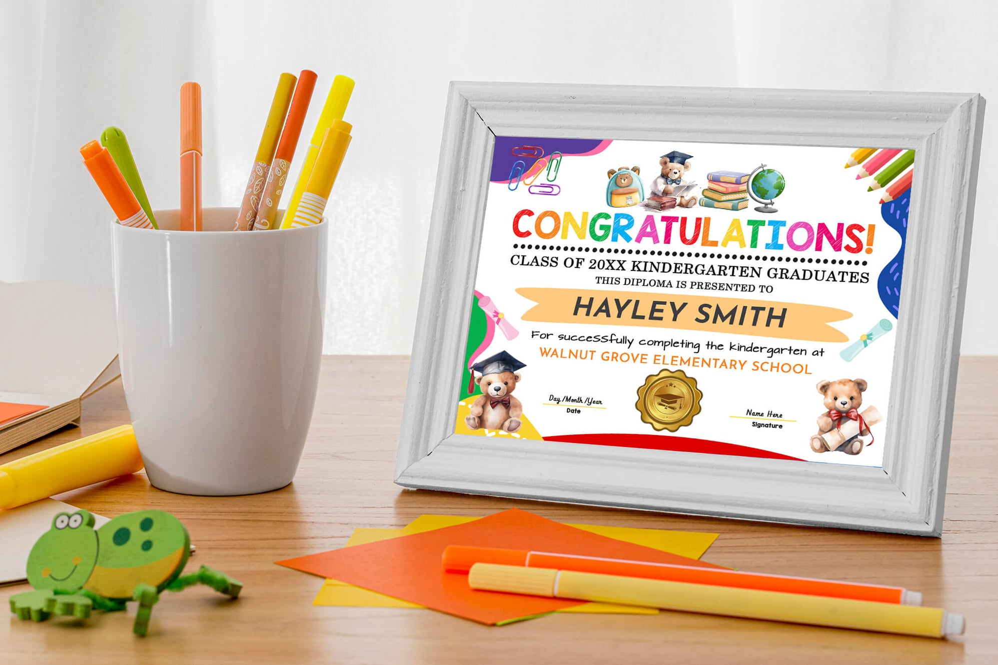Kindergarten School Graduation Diploma Template | Kinder, Preschool and ...