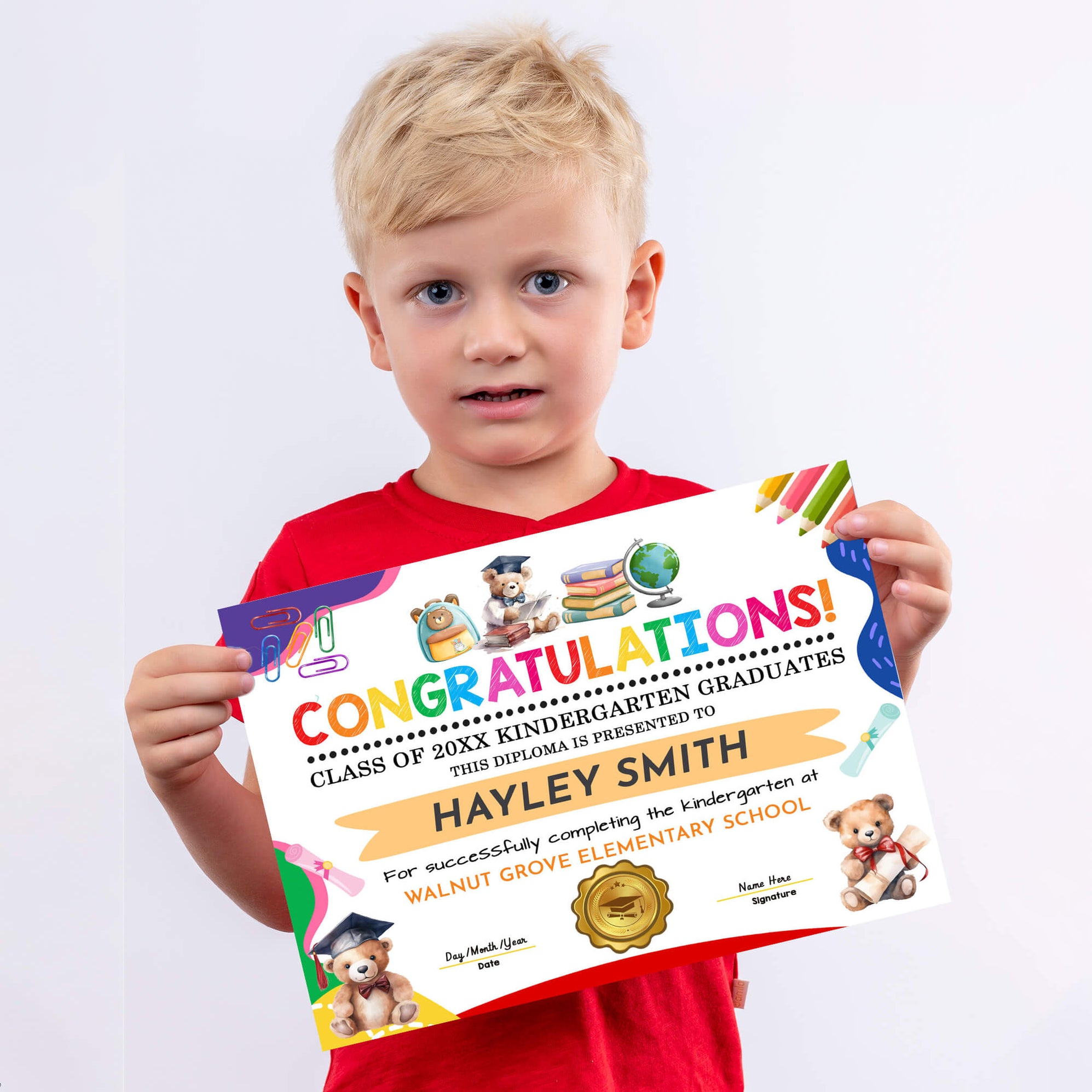 Kindergarten School Graduation Diploma Template | Kinder, Preschool and ...