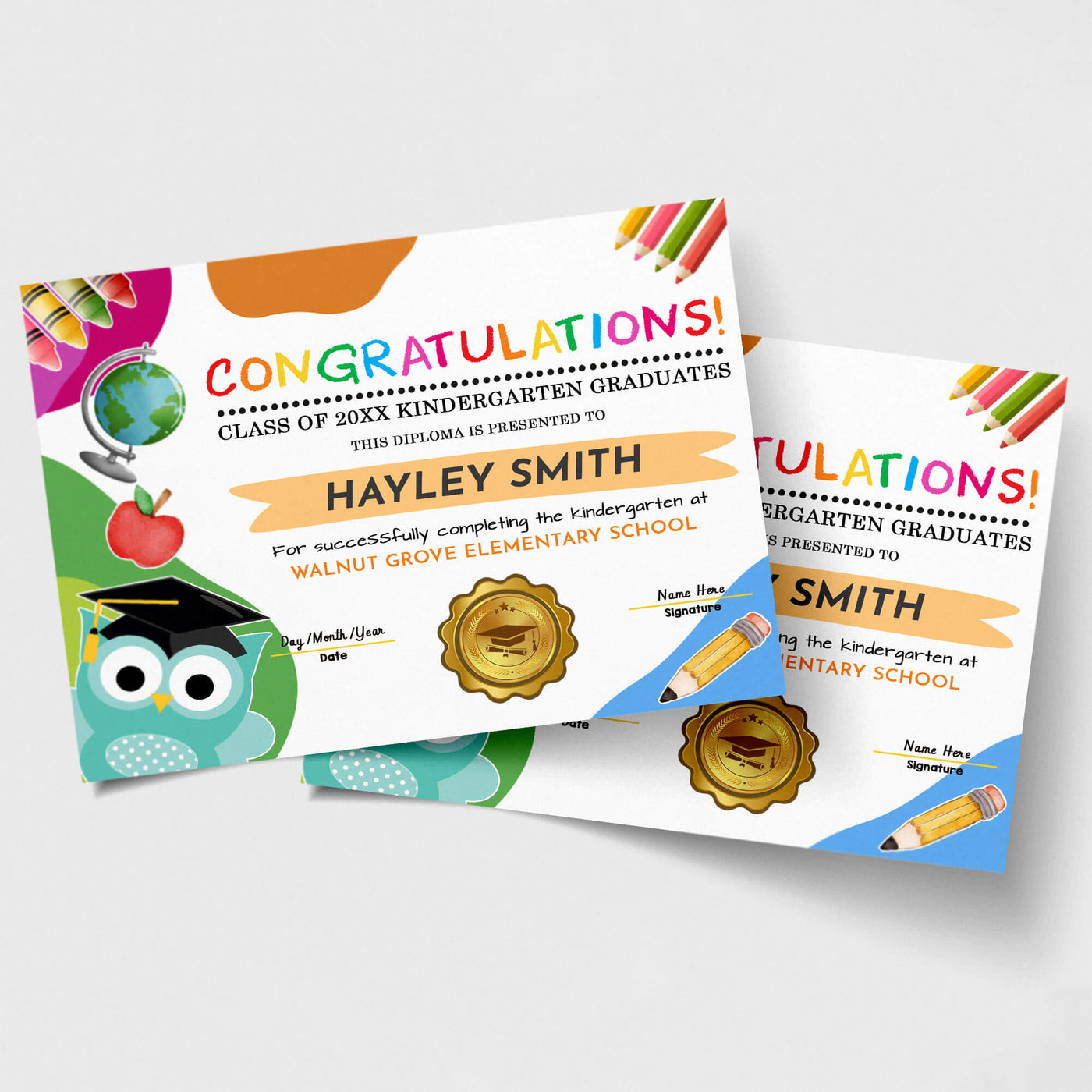 DIY Kindergarten School Graduation Diploma | Any Grade Kids Diploma ...