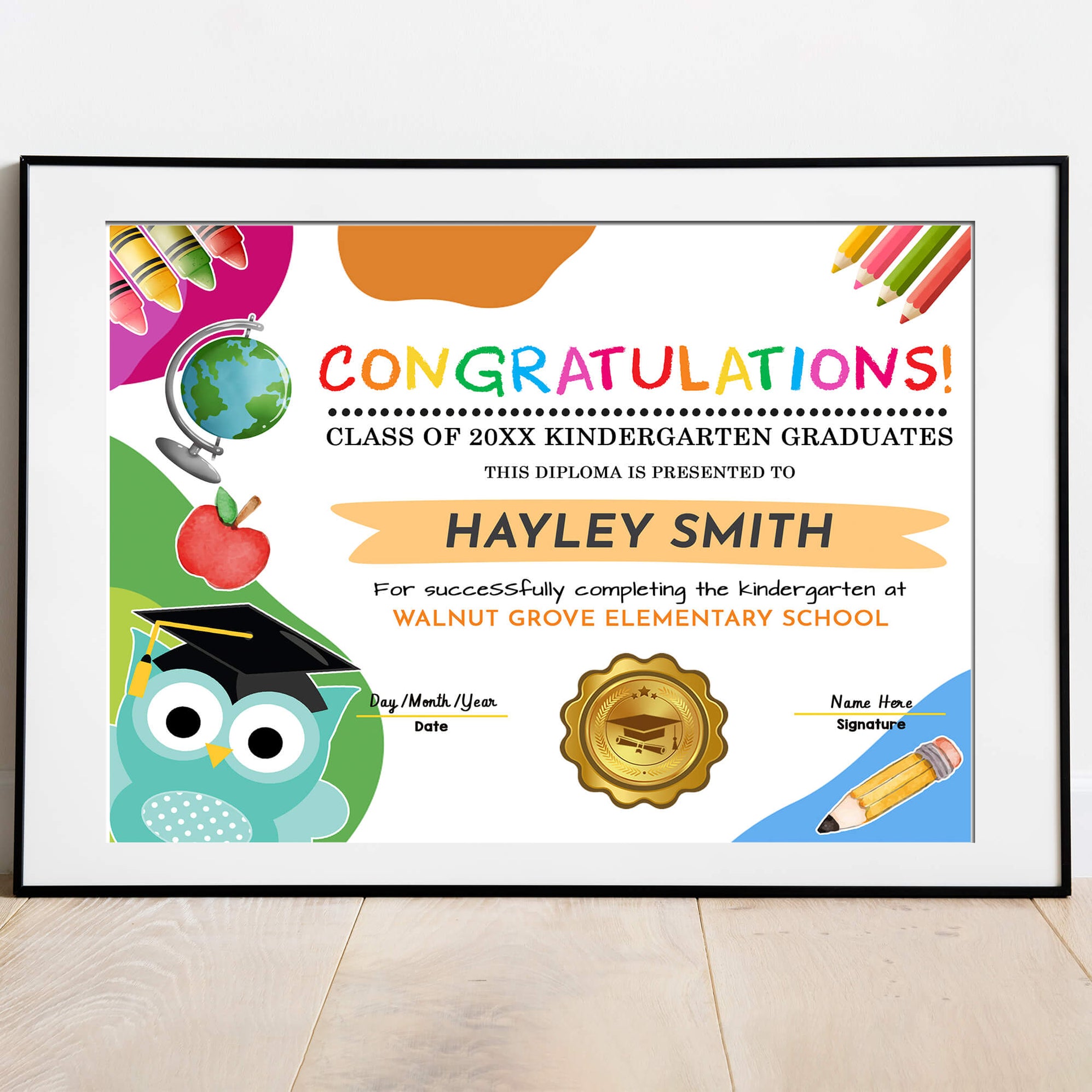 DIY Kindergarten School Graduation Diploma | Any Grade Kids Diploma ...