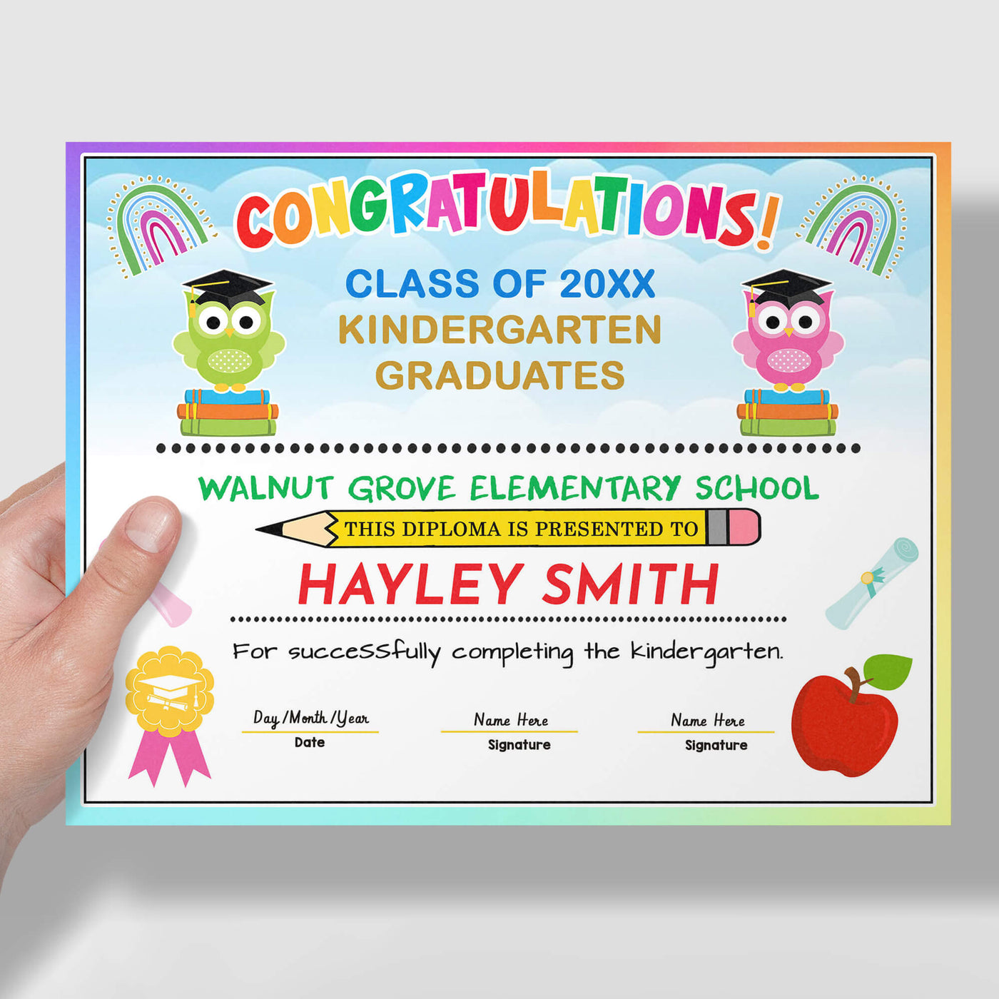 Customizable Kindergarten, Preschool and Any Grade Graduation Diploma ...