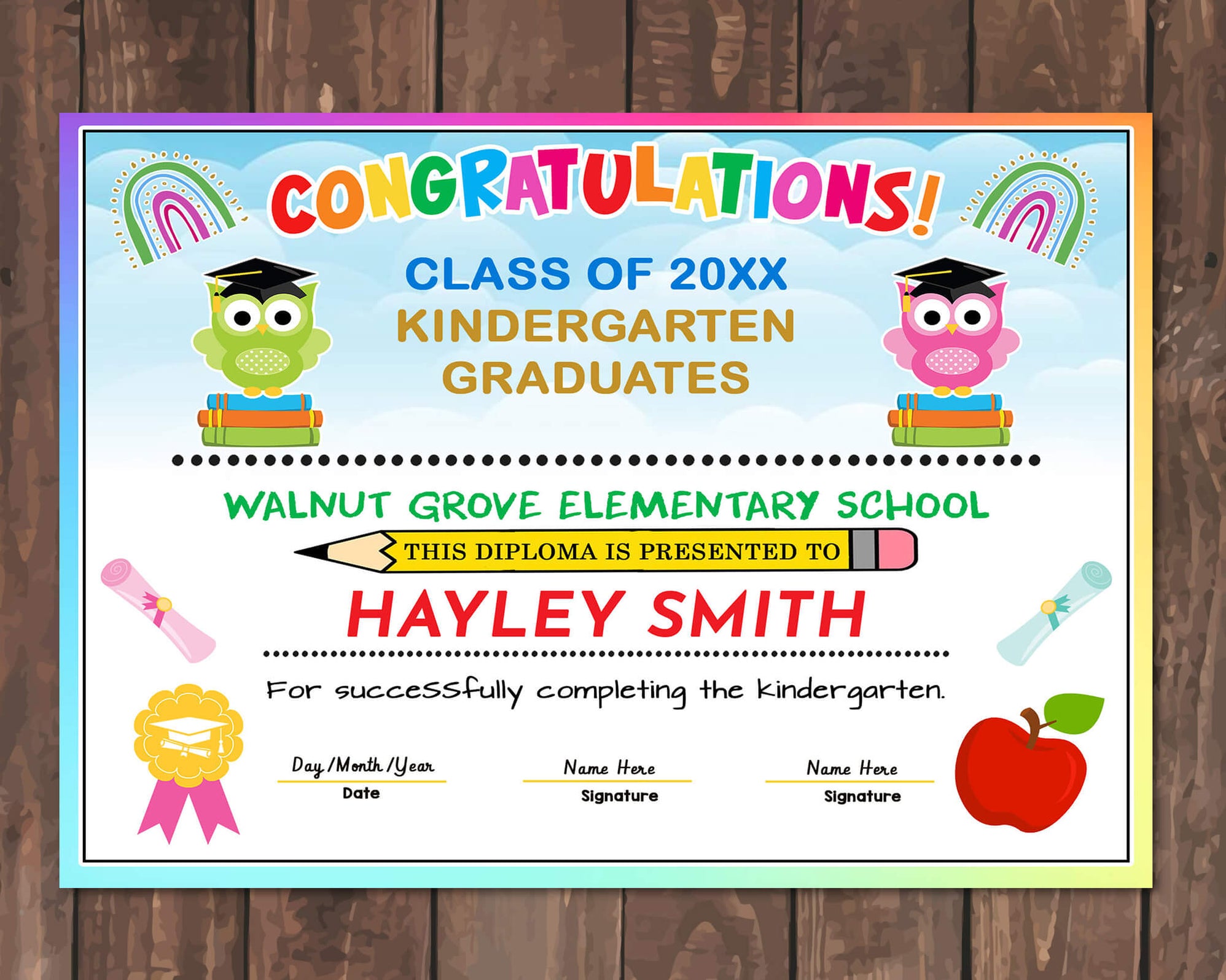 Customizable Kindergarten, Preschool and Any Grade Graduation Diploma ...