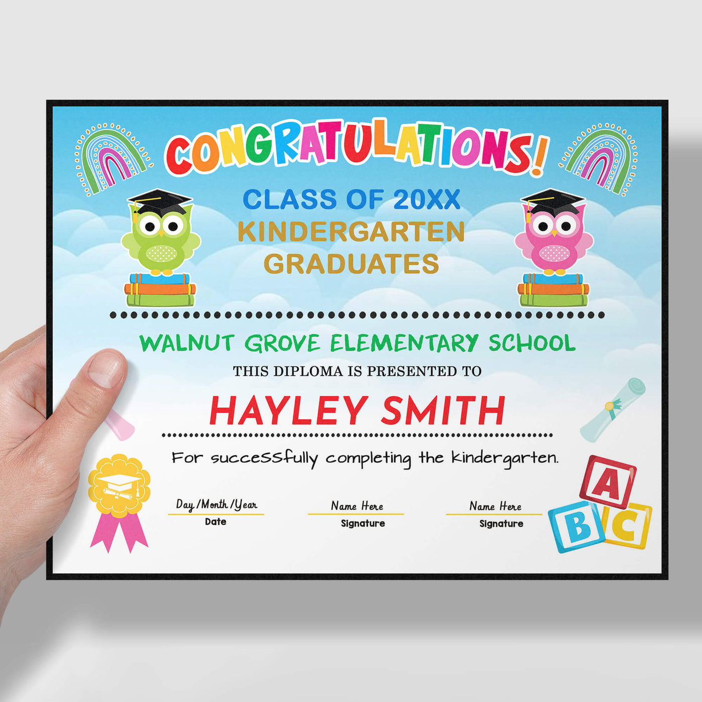 DIY Kindergarten and Preschool Graduation Diploma | Any Grade School ...