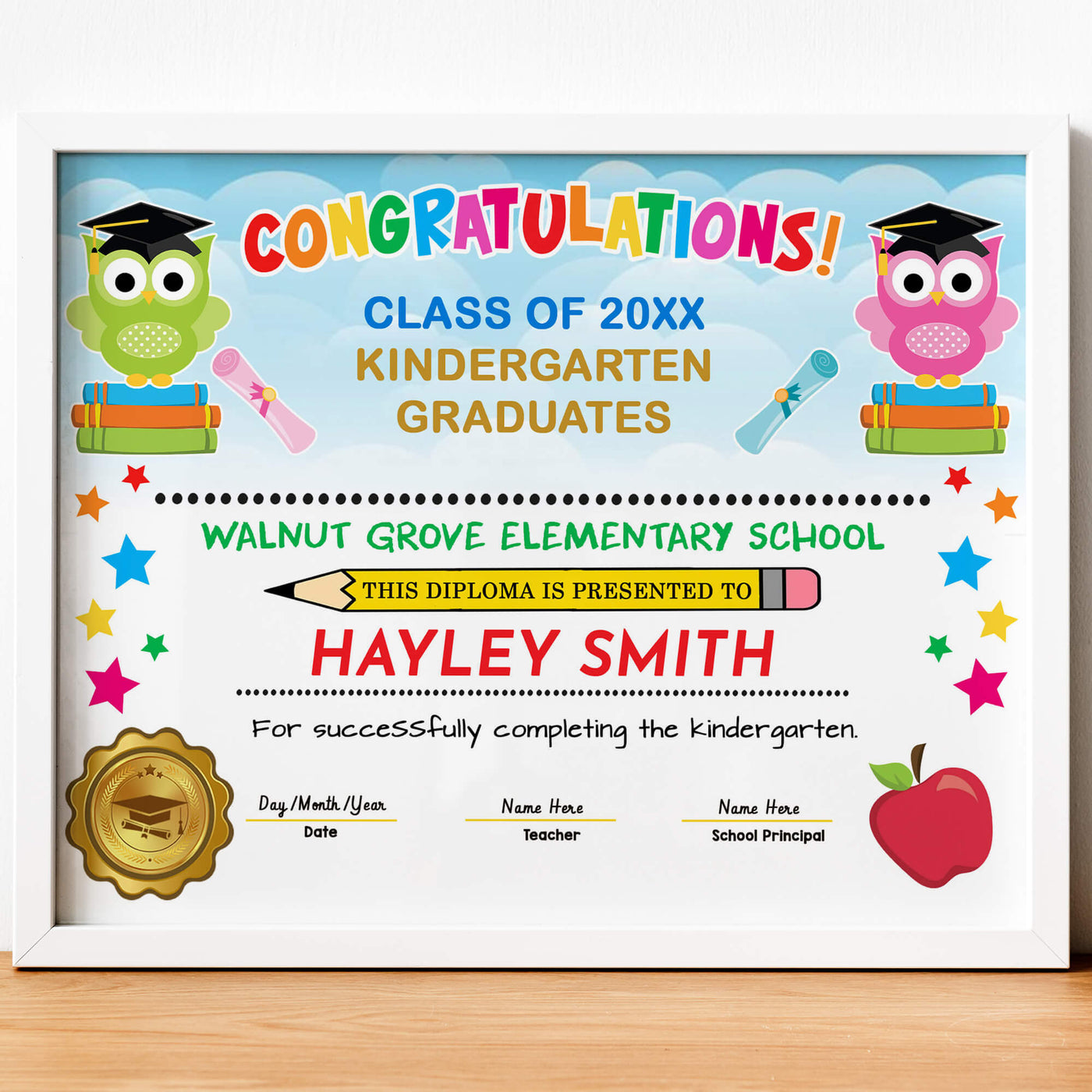 Kids School Graduation Diploma Certificate Template | Kindergarten ...