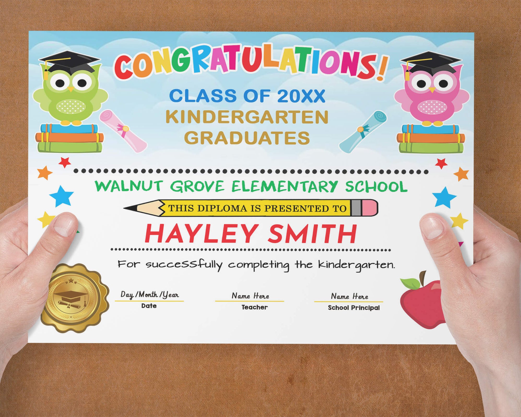 Kids School Graduation Diploma Certificate Template | Kindergarten ...