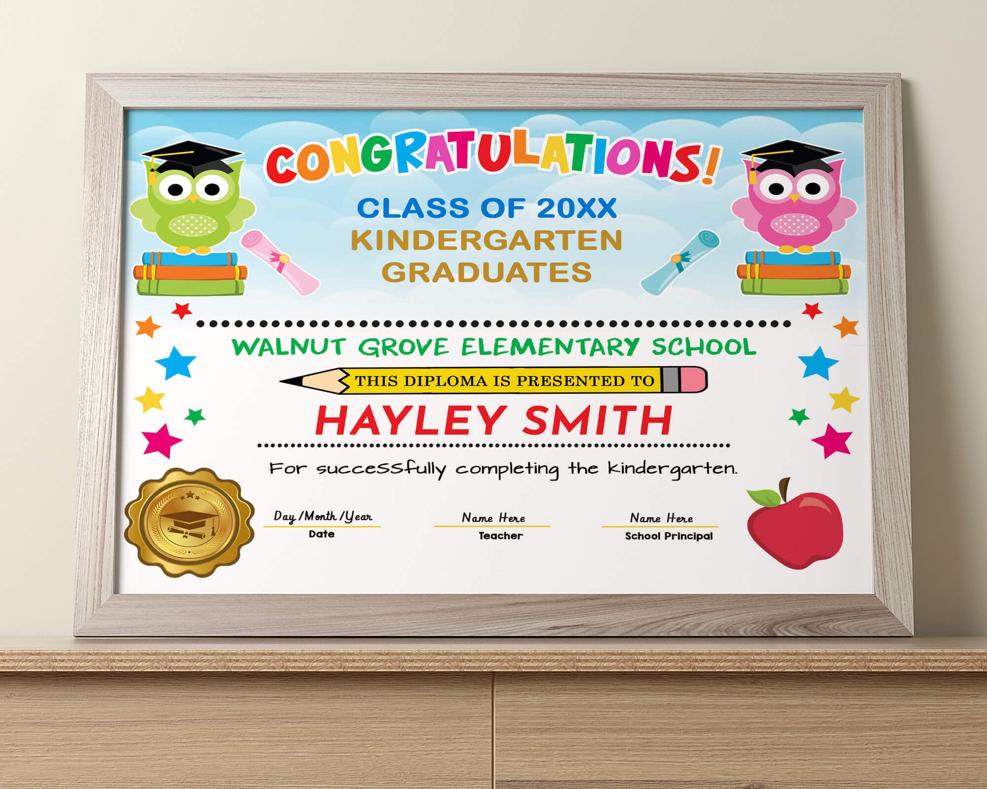 Kids School Graduation Diploma Certificate Template | Kindergarten ...