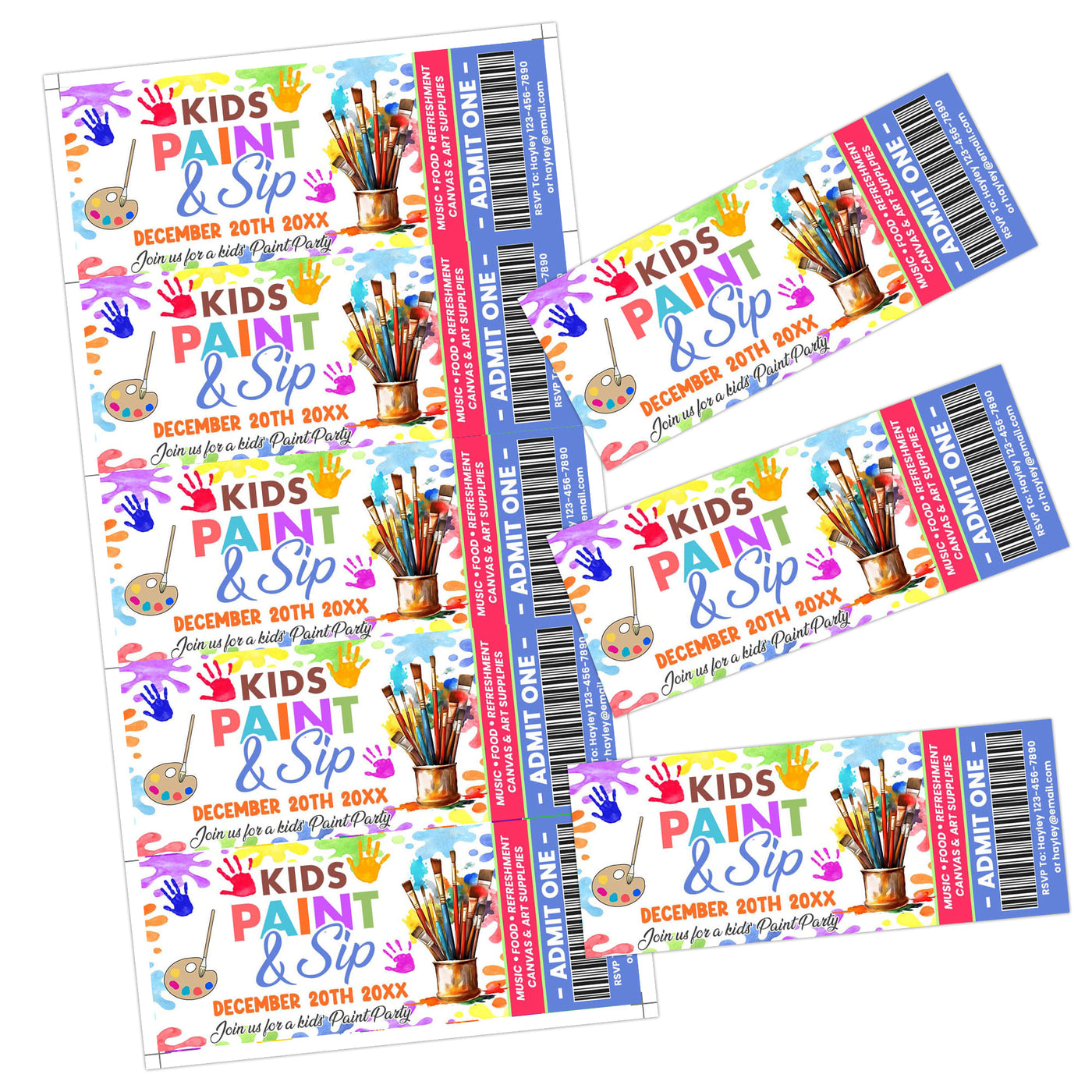 DIY Kids Sip and Paint Ticket Stub and Flyer Bundle | Painting Party ...