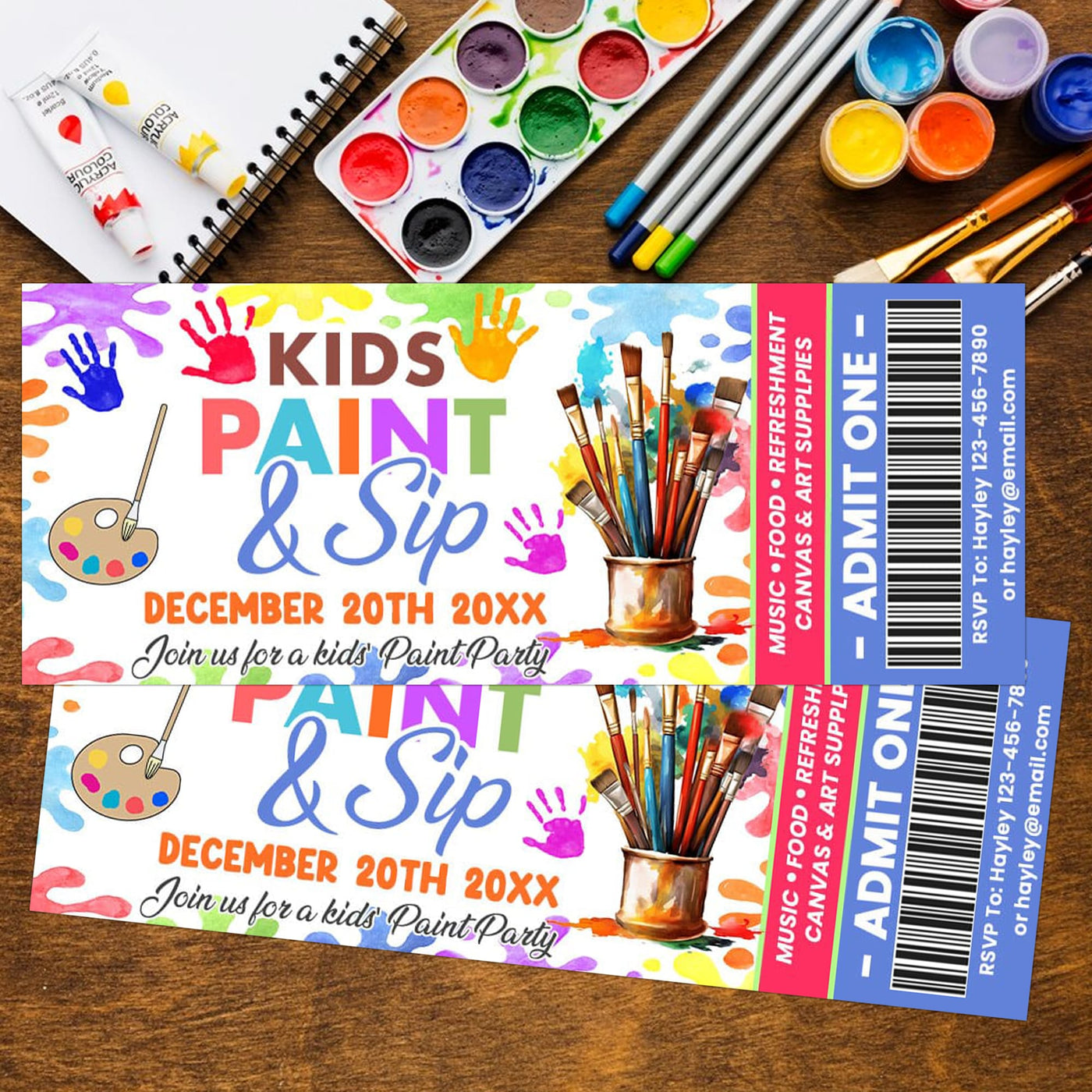 DIY Kids Sip and Paint Ticket Stub and Flyer Bundle | Painting Party ...