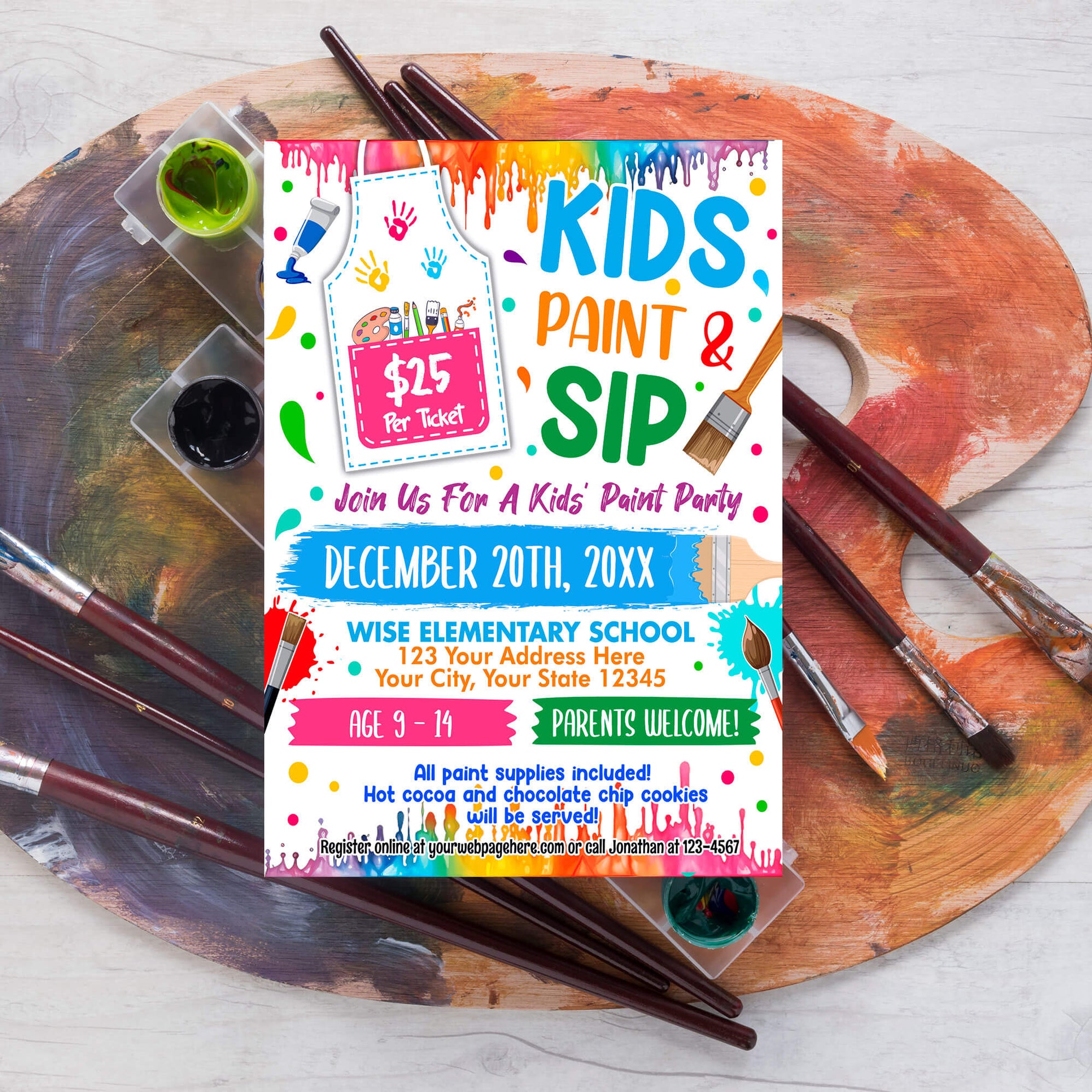 Customizable Kids Sip and Paint Event Flyer Template | Painting ...