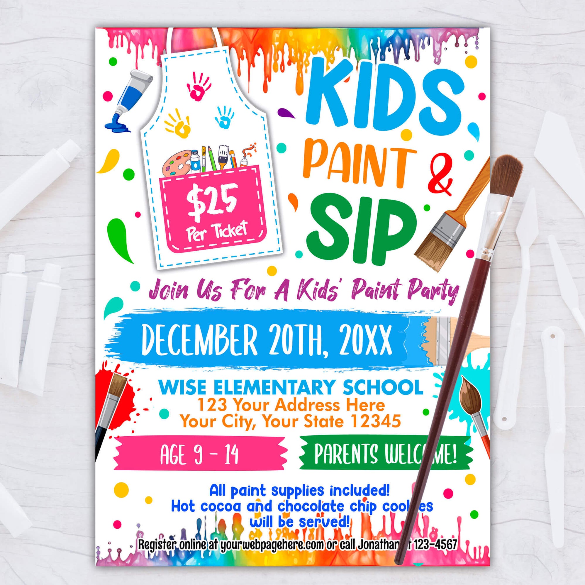 Customizable Kids Sip and Paint Event Flyer Template | Painting ...