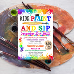 Editable Kids Sip and Paint Party Flyer | Kids Paint Party Event Invite ...