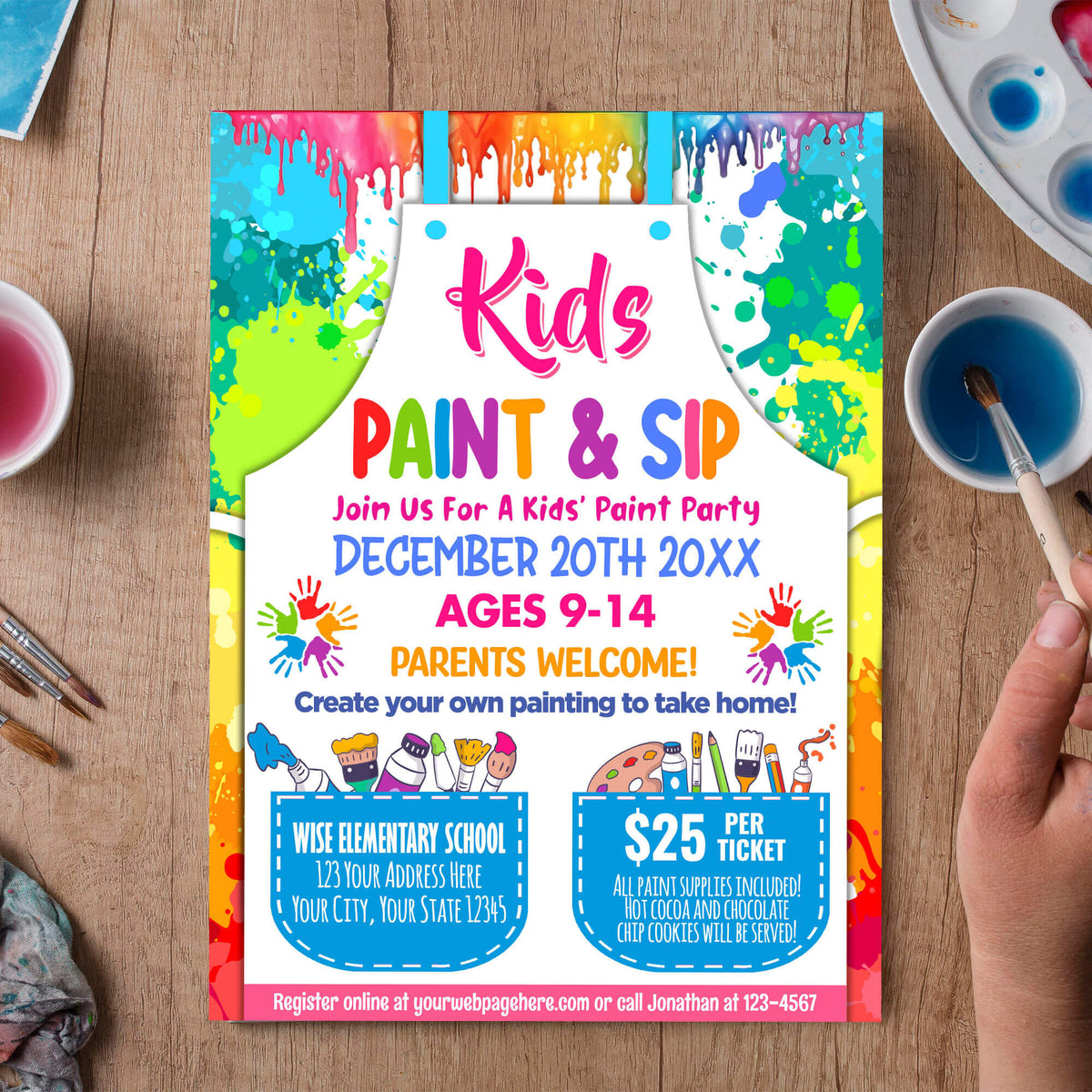 Kids Sip and Paint Party Event Flyer Template | Painting Party Event ...