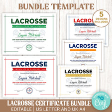DIY Lacrosse Certificate Bundle Template | Sports Awards Set - Posh Park