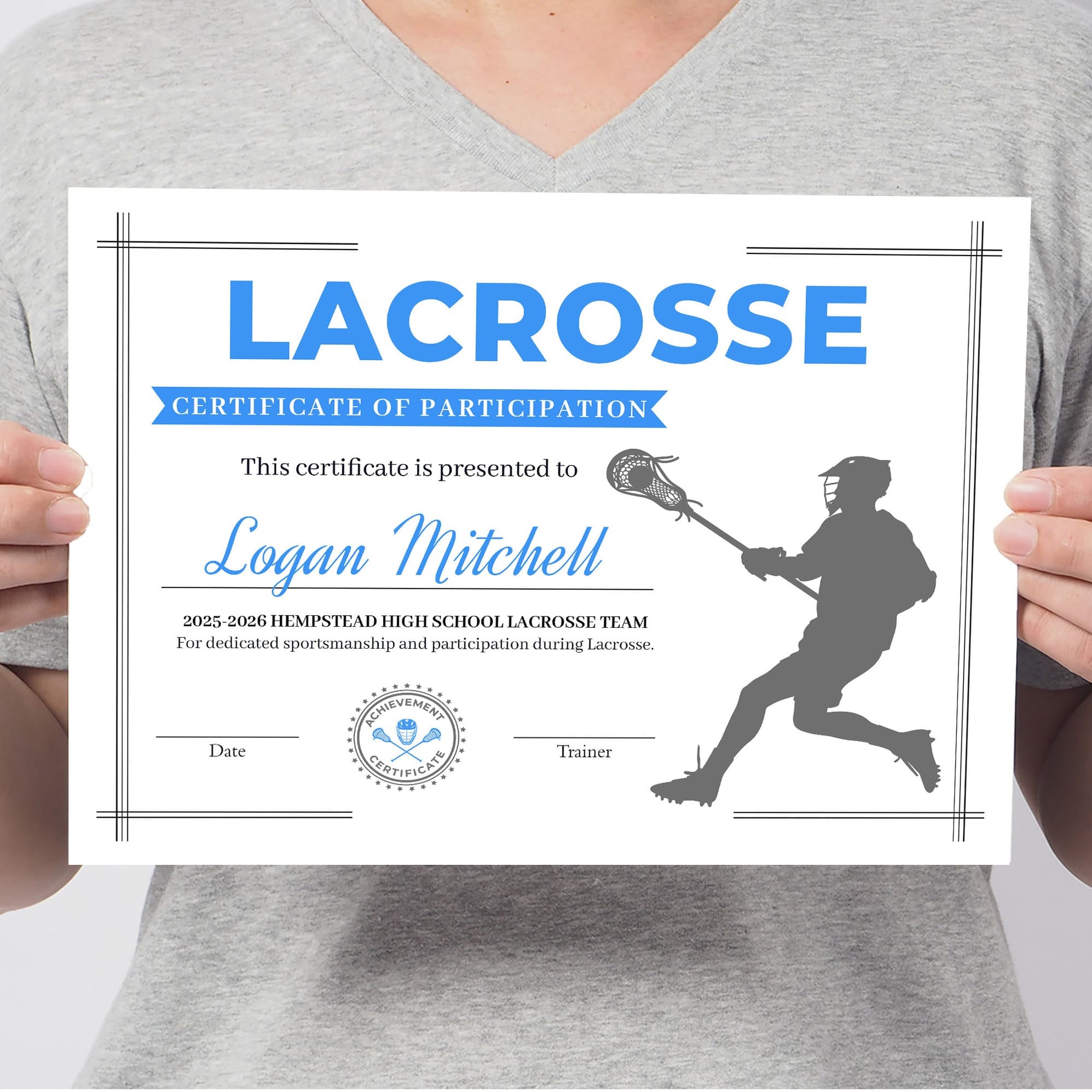 Customizable Lacrosse Appreciation Certificate Award Bundle | Sports ...