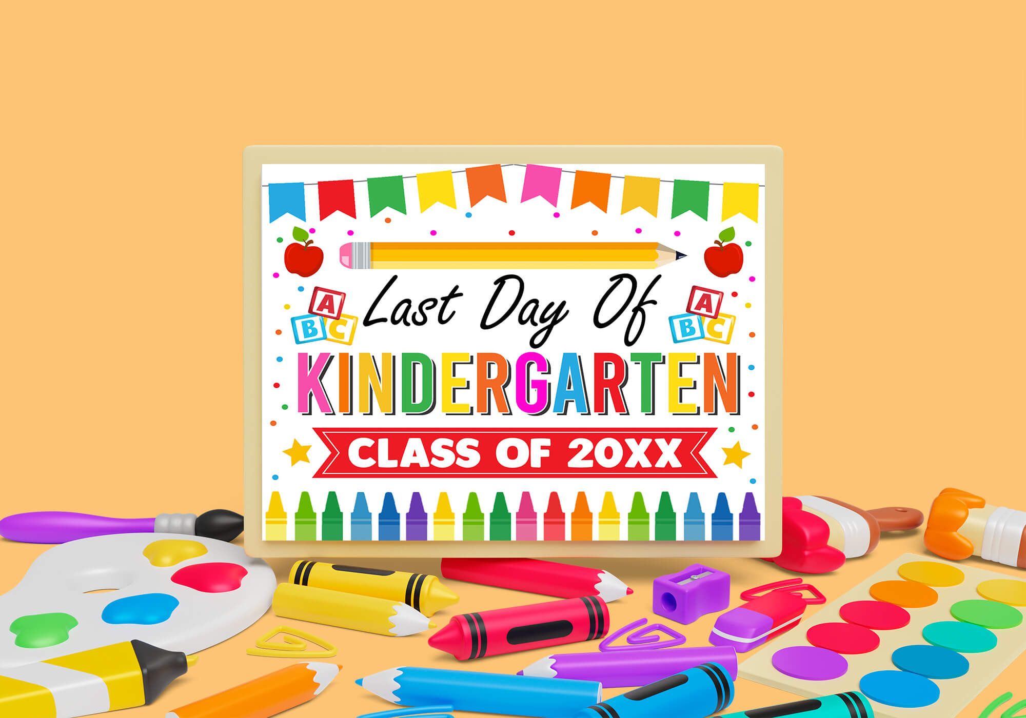 Customizable Last Day Of Kindergarten Sign Template | Modern End of ...
