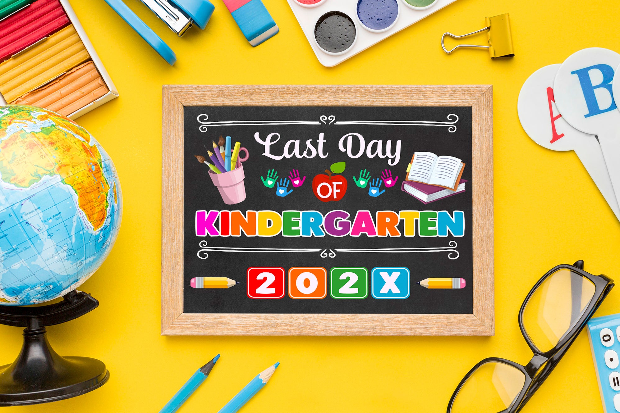 Last Day Of Kindergarten Sign Template | Customizable Kinder End of ...