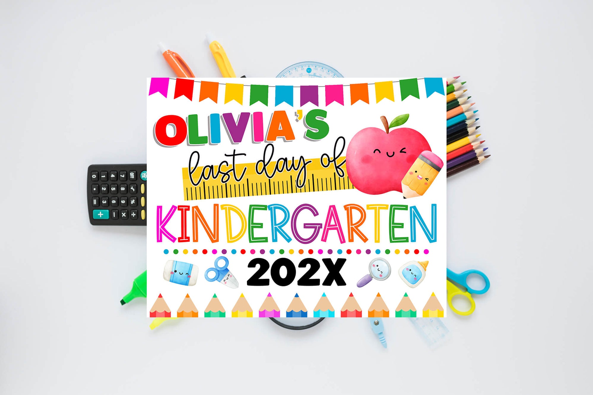 Customizable Kinder End of Year Sign With Name Template | Last Day Of ...
