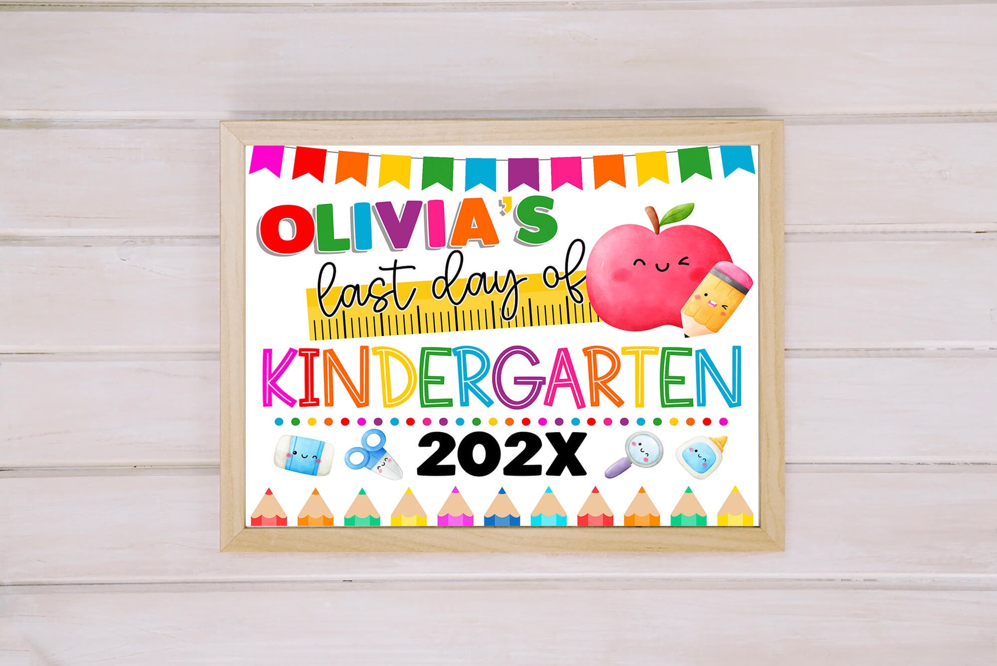 Customizable Kinder End of Year Sign With Name Template | Last Day Of ...