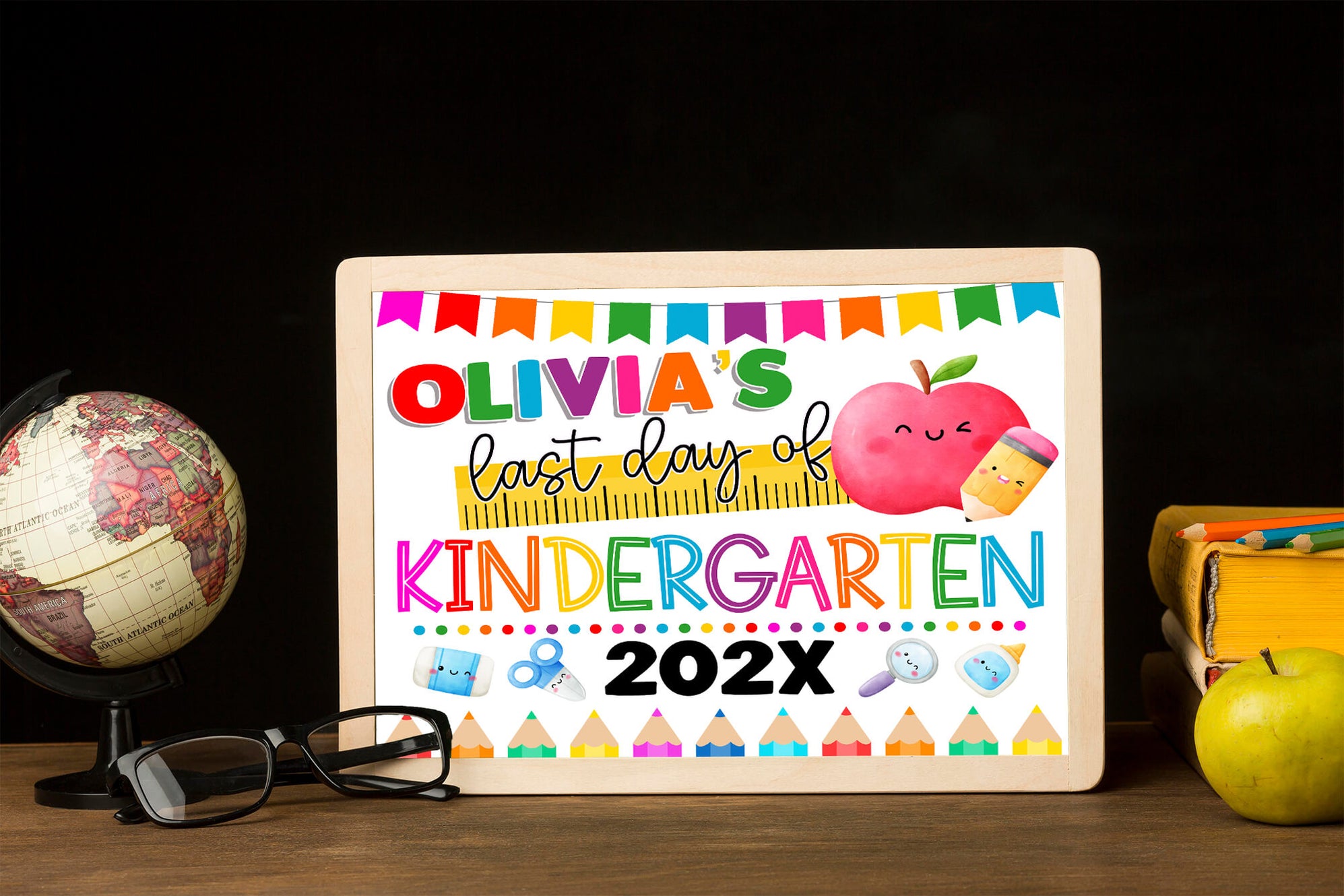 Customizable Kinder End of Year Sign With Name Template | Last Day Of ...