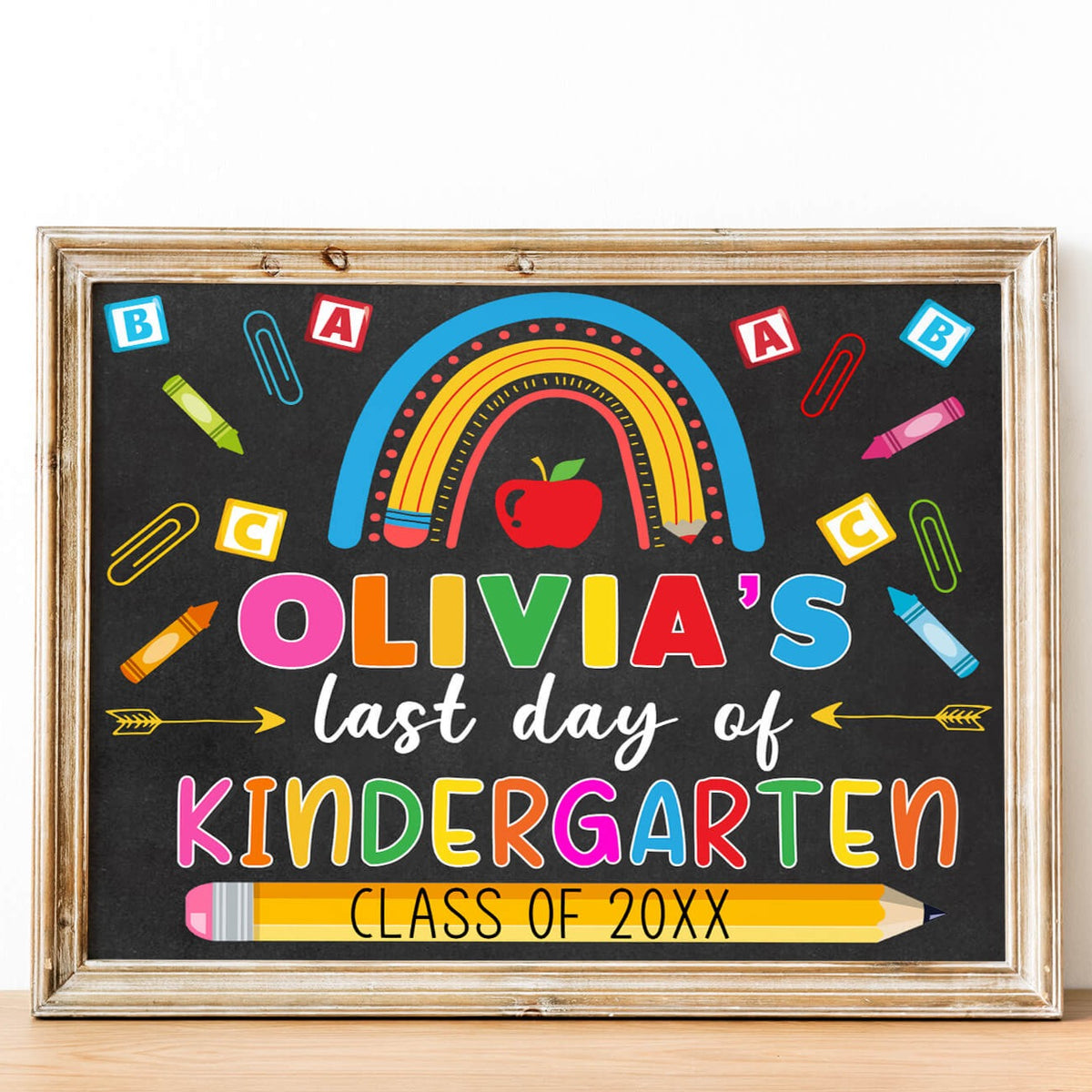 DIY Kinder End of Year Sign With Name | Last Day Of Kindergarten Poster ...