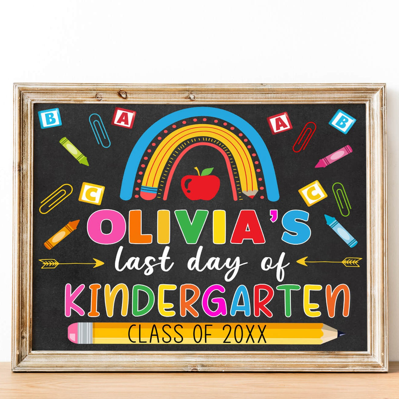 DIY Kinder End of Year Sign With Name | Last Day Of Kindergarten Poster ...