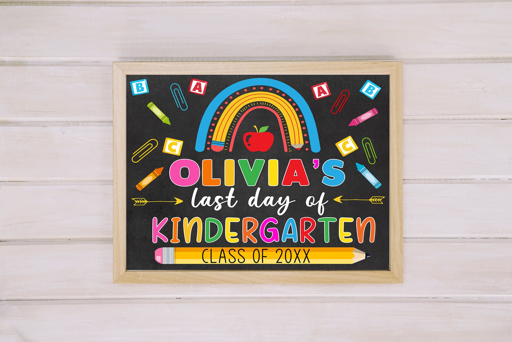 DIY Kinder End of Year Sign With Name | Last Day Of Kindergarten Poster ...