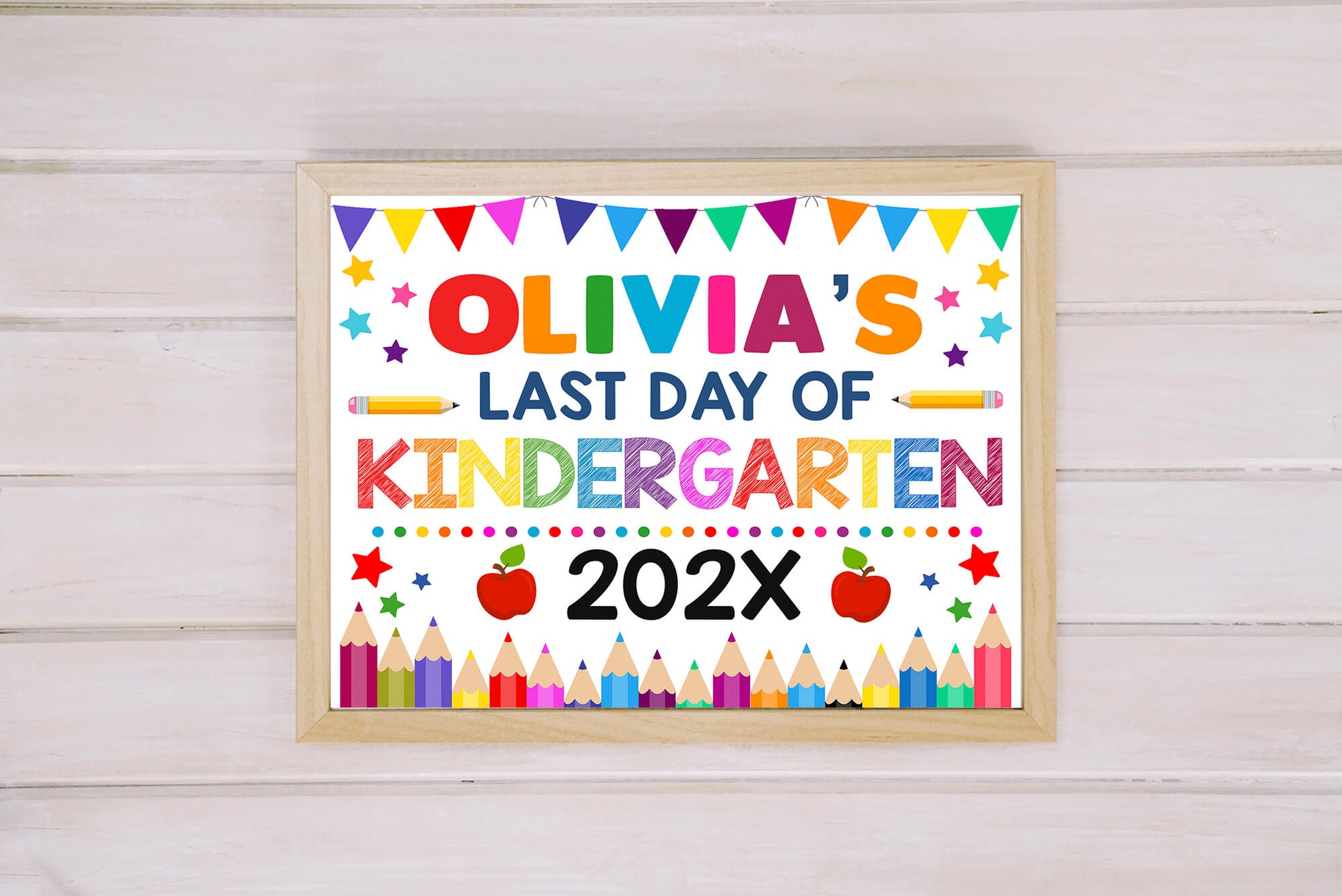 Last Day Of Kindergarten Sign With Name Template | School End of Year ...