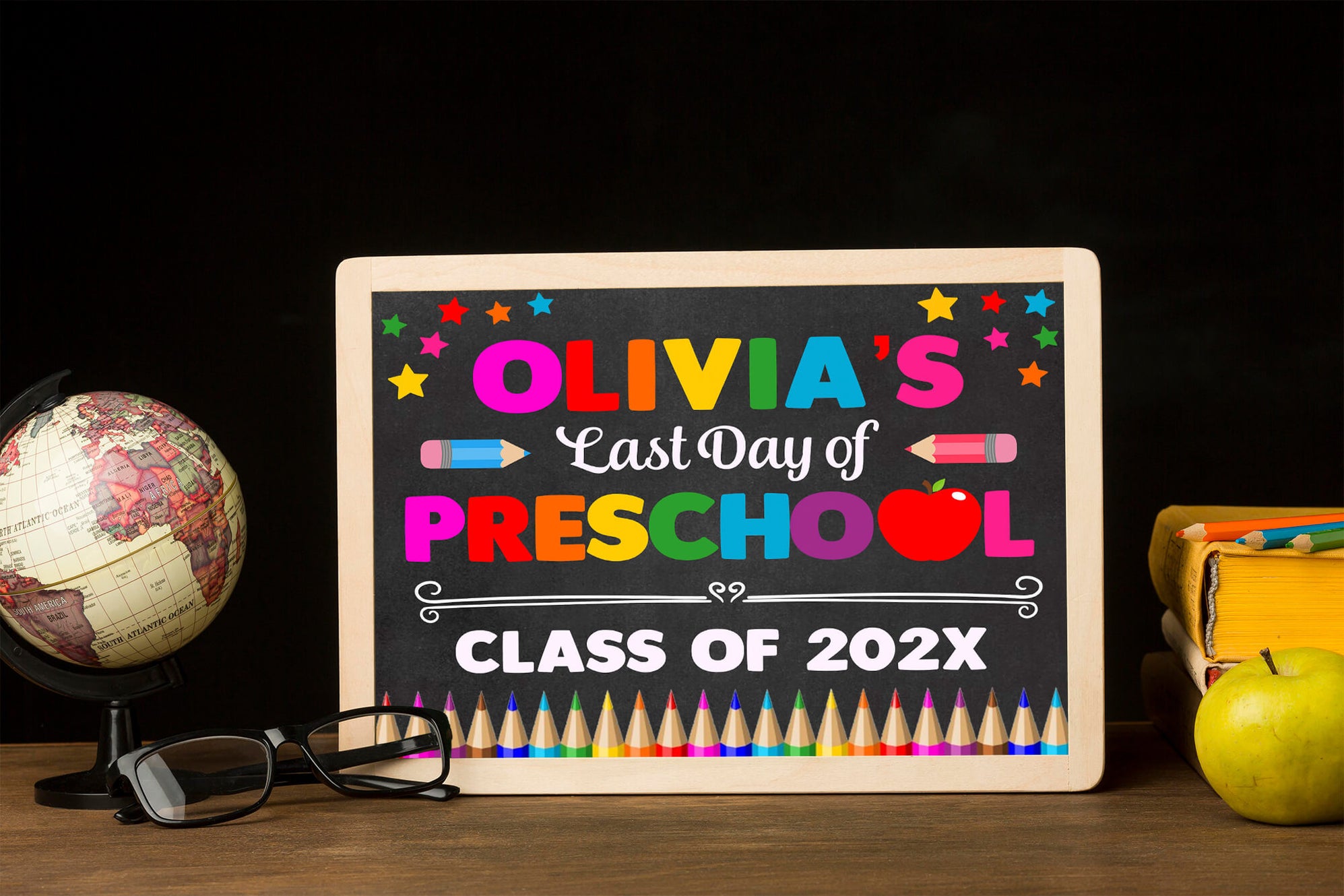 DIY Last Day Of Preschool With Name Sign Template | End of School Year ...