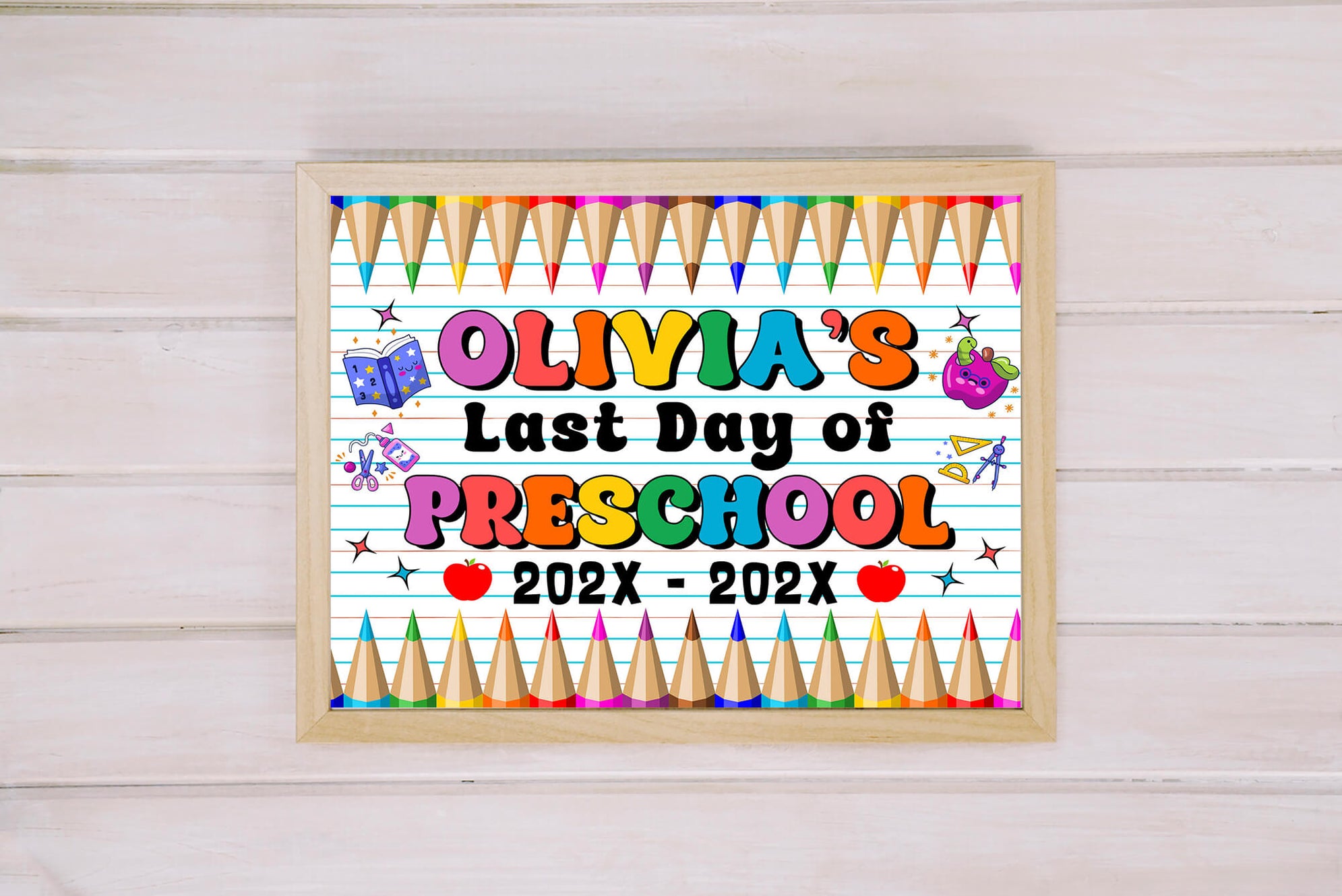 Last Day Of Preschool Sign With Name Template | Customizable Preschool ...
