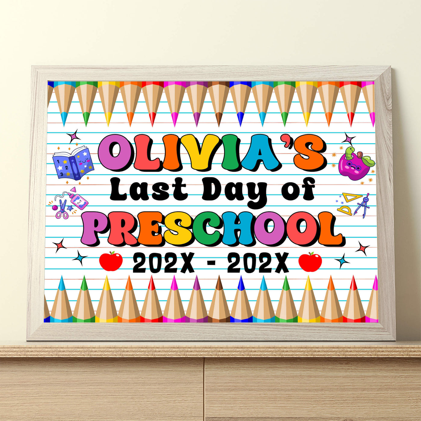 Last Day Of Preschool Sign With Name Template | Customizable Preschool ...