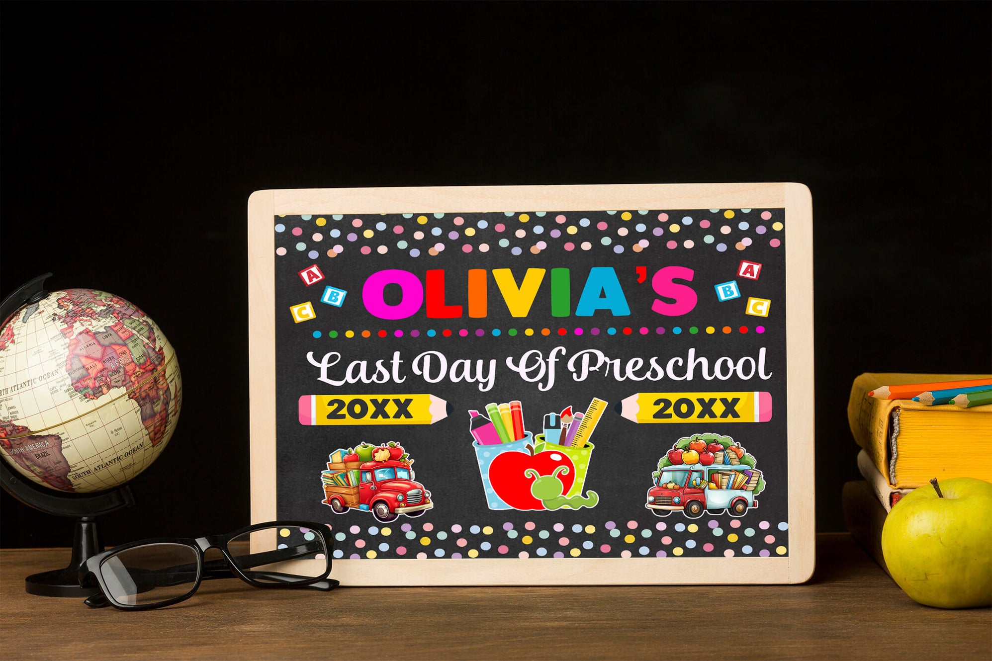 Customizable Preschool End of Year Sign | Last Day Of Preschool With ...