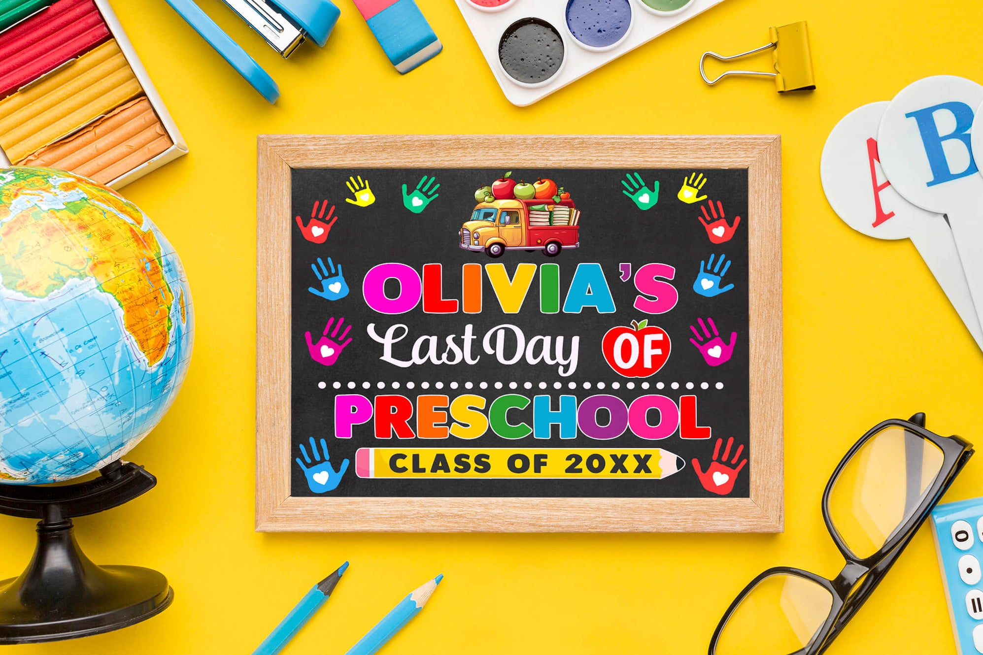 Last Day Of Preschool With Name Sign | School End of Year Poster ...